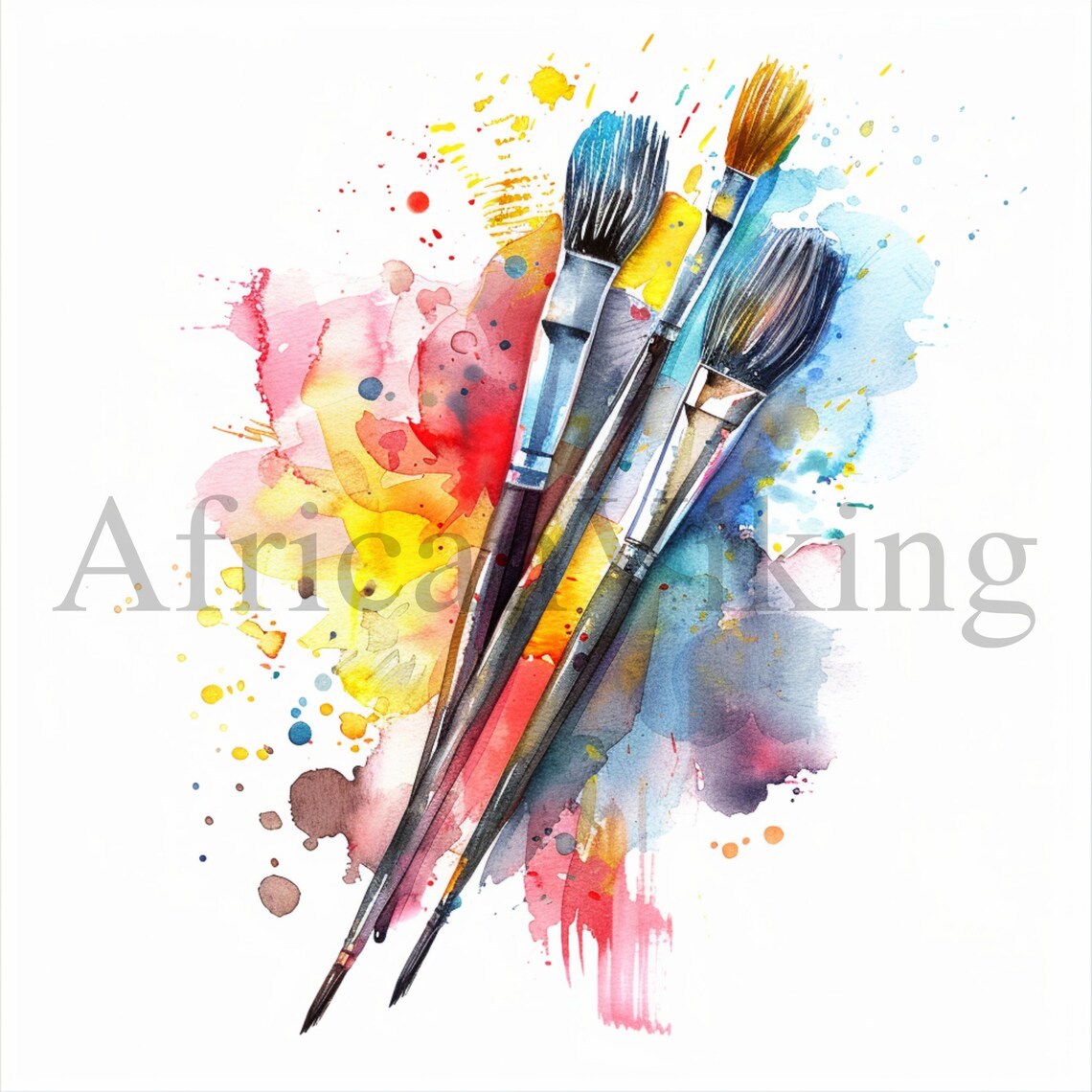 Watercolor Paint Brushes Clipart 10 High Quality Jpgs Digital Download ...