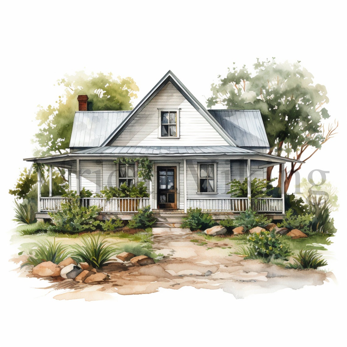 Farmhouse Clipart 10 High Quality Jpgs Digital Download Card Making ...