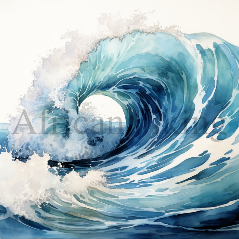 Watercolor Ocean Waves Clipart | 10 High Quality Jpgs | Digital ...