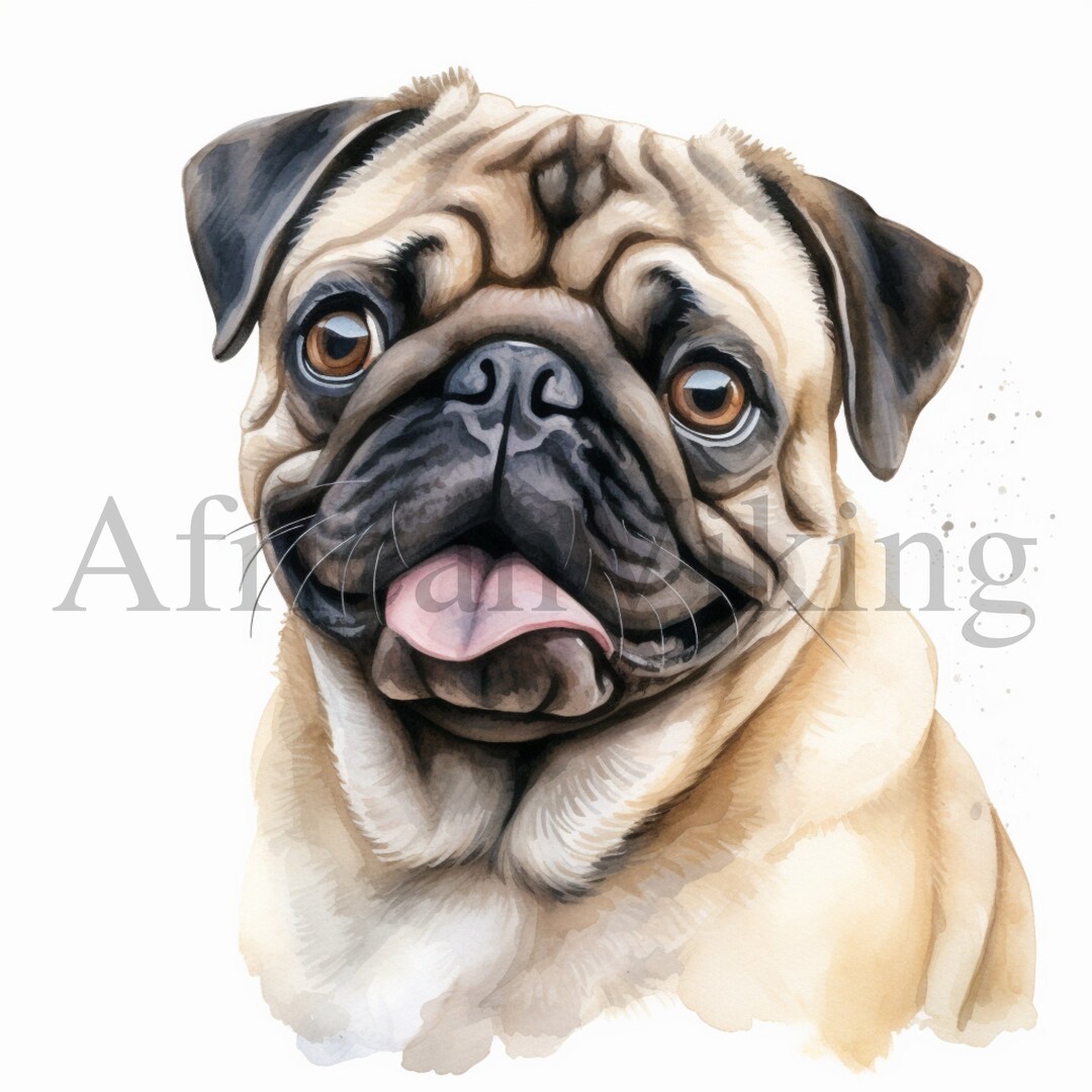 Watercolor Pug Clipart | 10 High Quality Jpgs | Digital Download ...