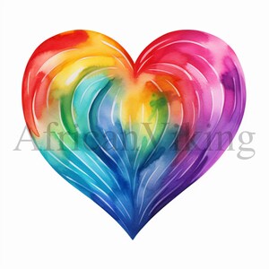 Rainbow Heart Clipart | 10 High Quality Jpgs | Digital Download ...