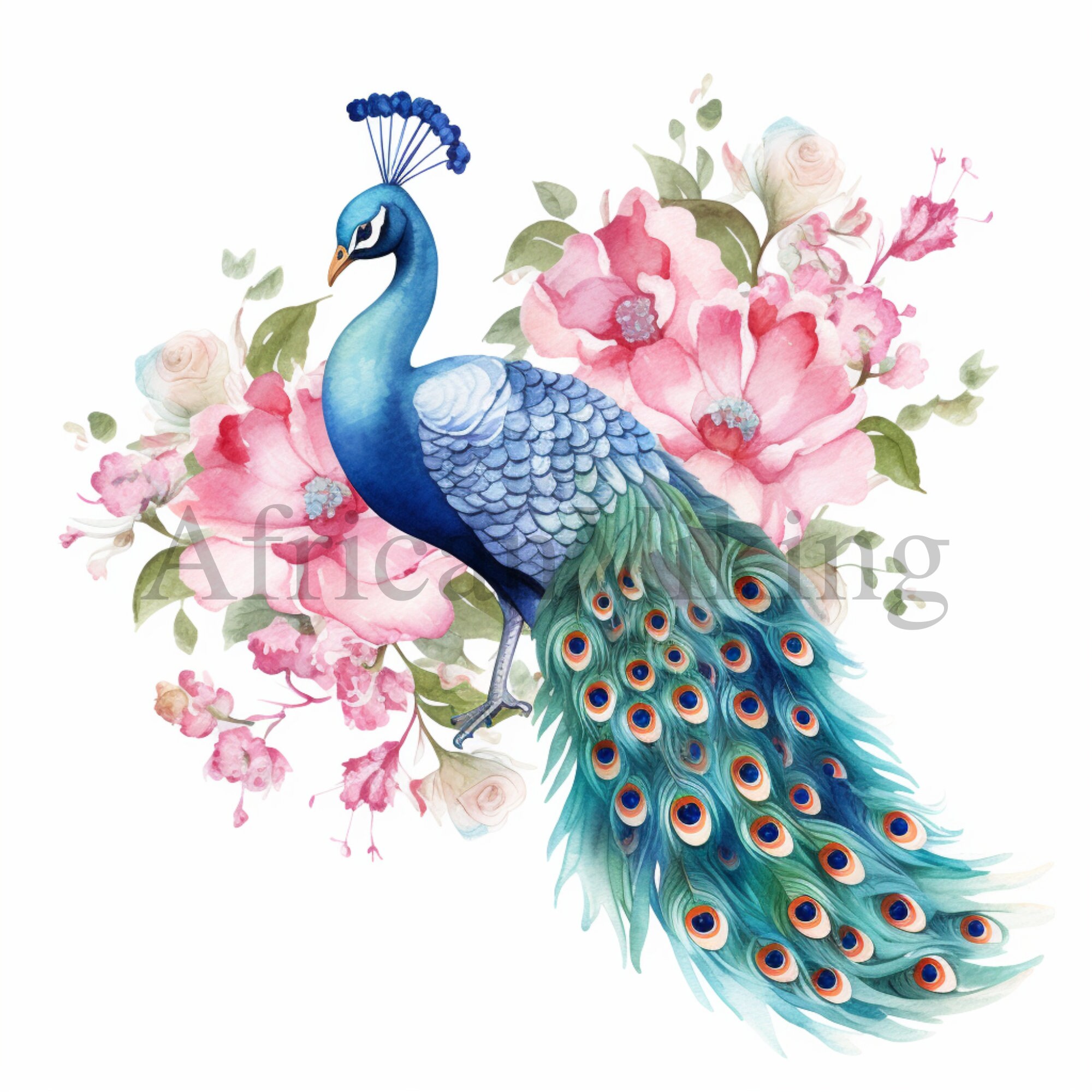 Floral Peacock Clipart 10 High Quality Jpgs Nursery Art Card Making ...