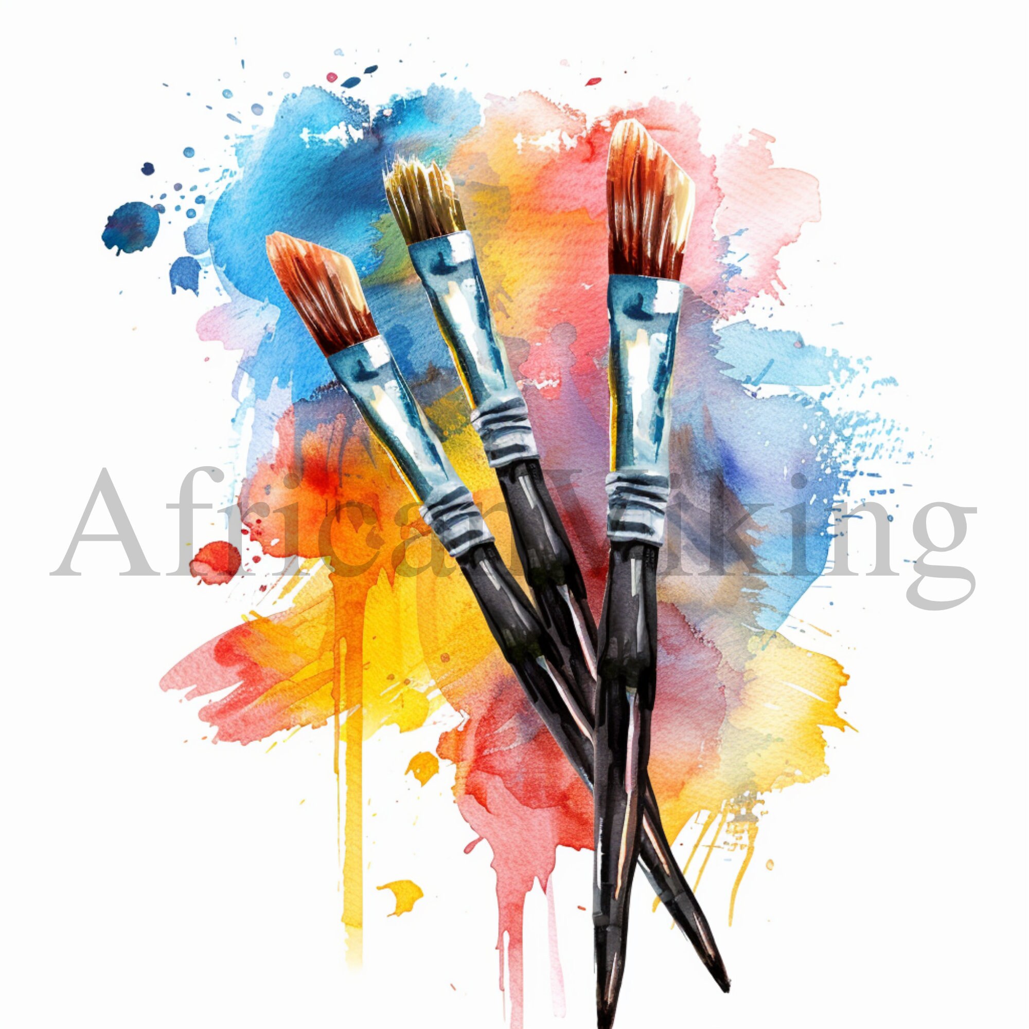 Watercolor Paint Brushes Clipart 10 High Quality Jpgs Digital Download ...