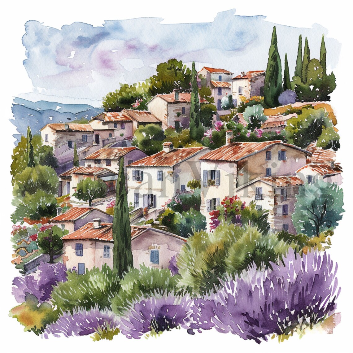 Provence Landscape Clipart | 10 High Quality Jpgs | Digital Download ...