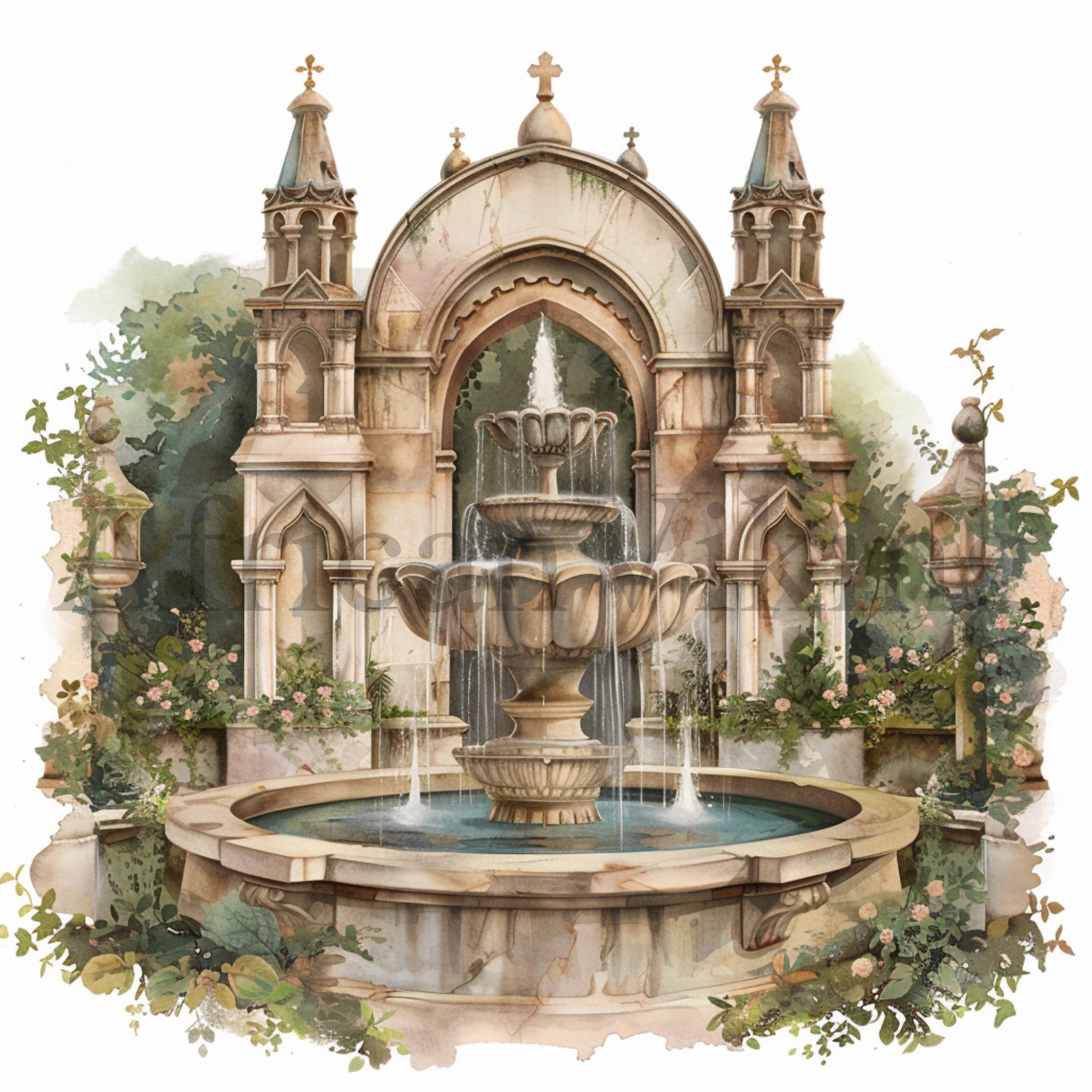Cloister Fountains Clipart | 10 High Quality Jpgs | Digital Download ...