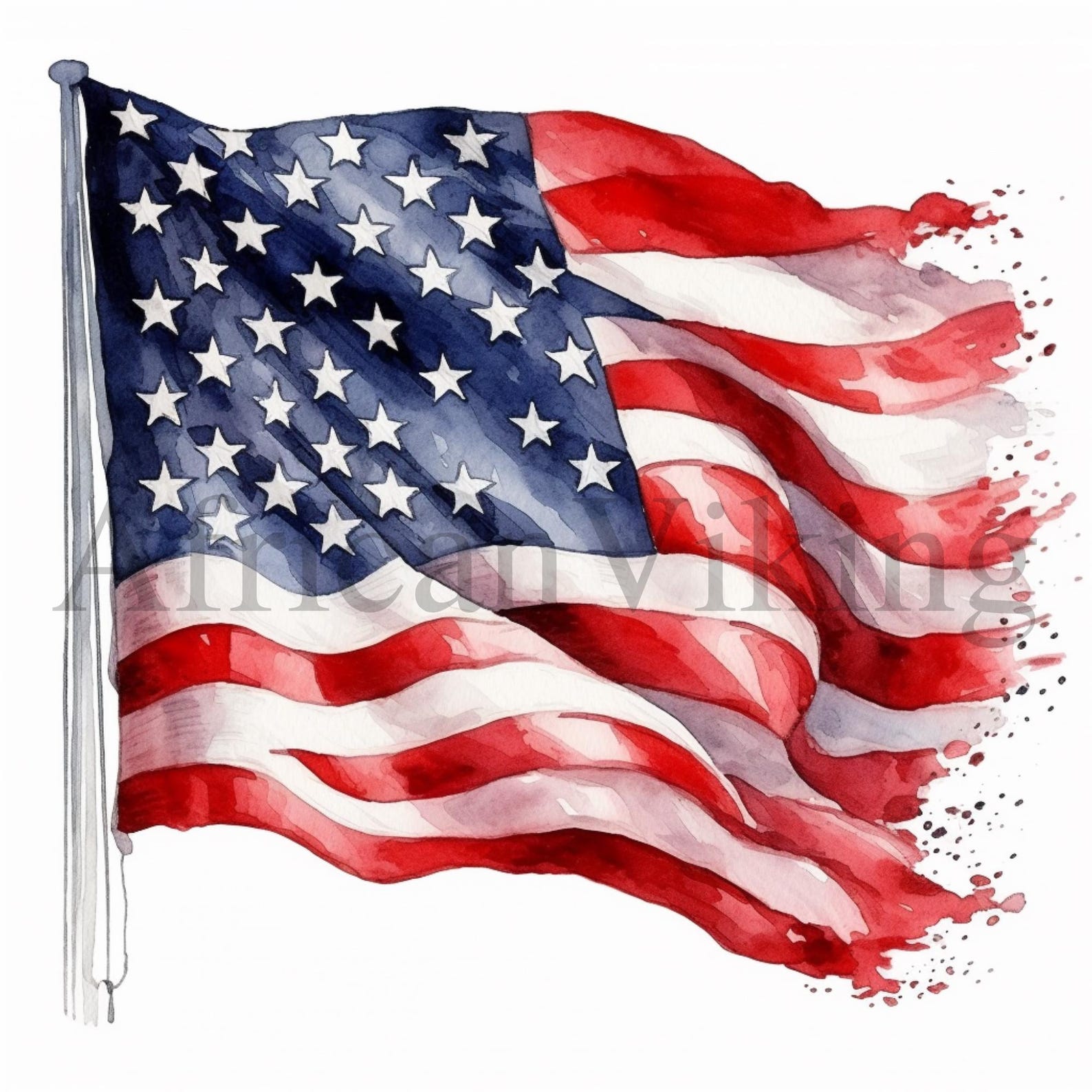 Watercolor American Flag Clipart | 10 High Quality Jpgs | Digital ...