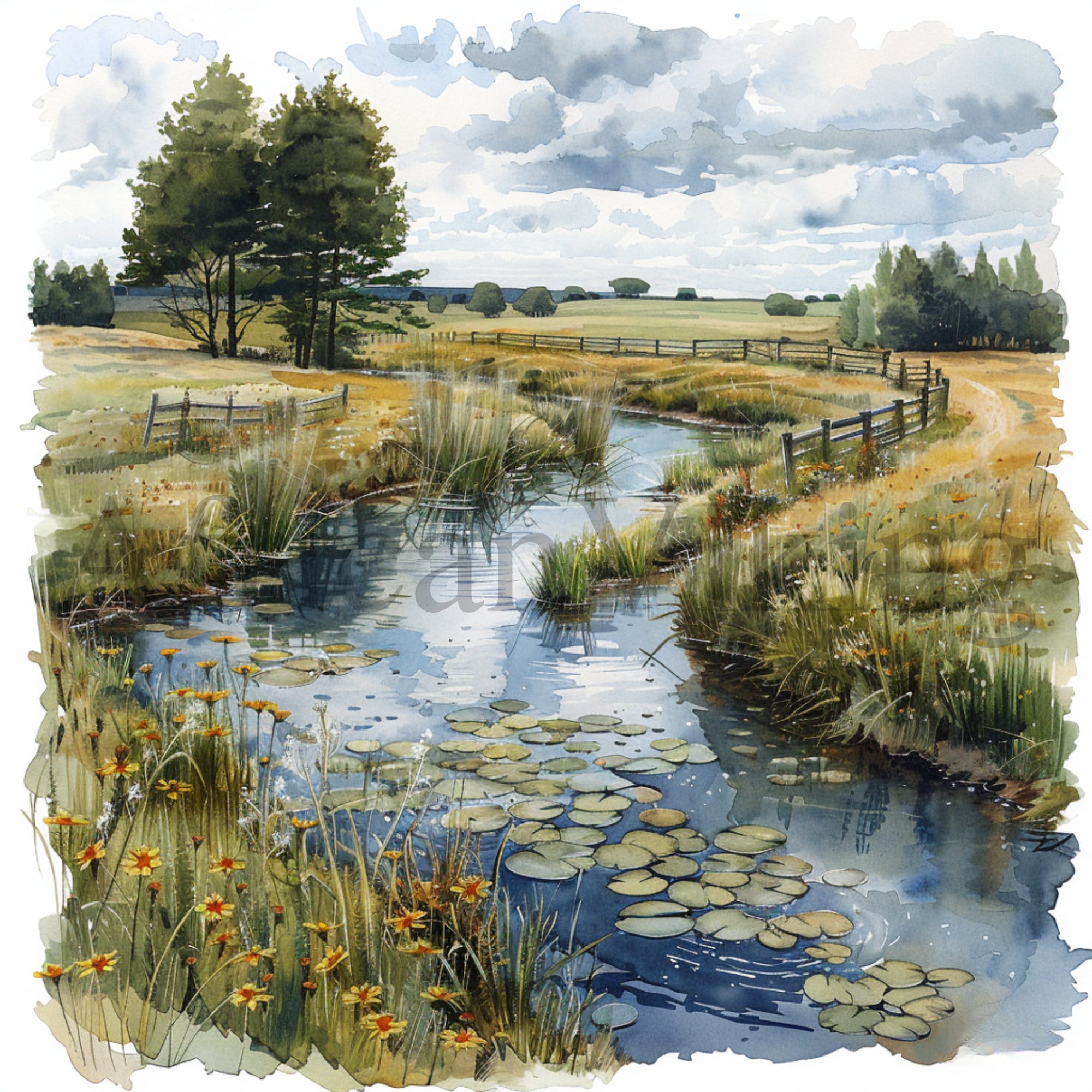 Country Ponds Clipart | 10 High Quality Jpgs | Digital Download | Pond ...