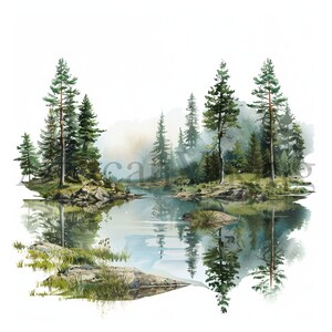 Forest Lakes Clipart | 10 High Quality Jpgs | Instant Digital Download ...