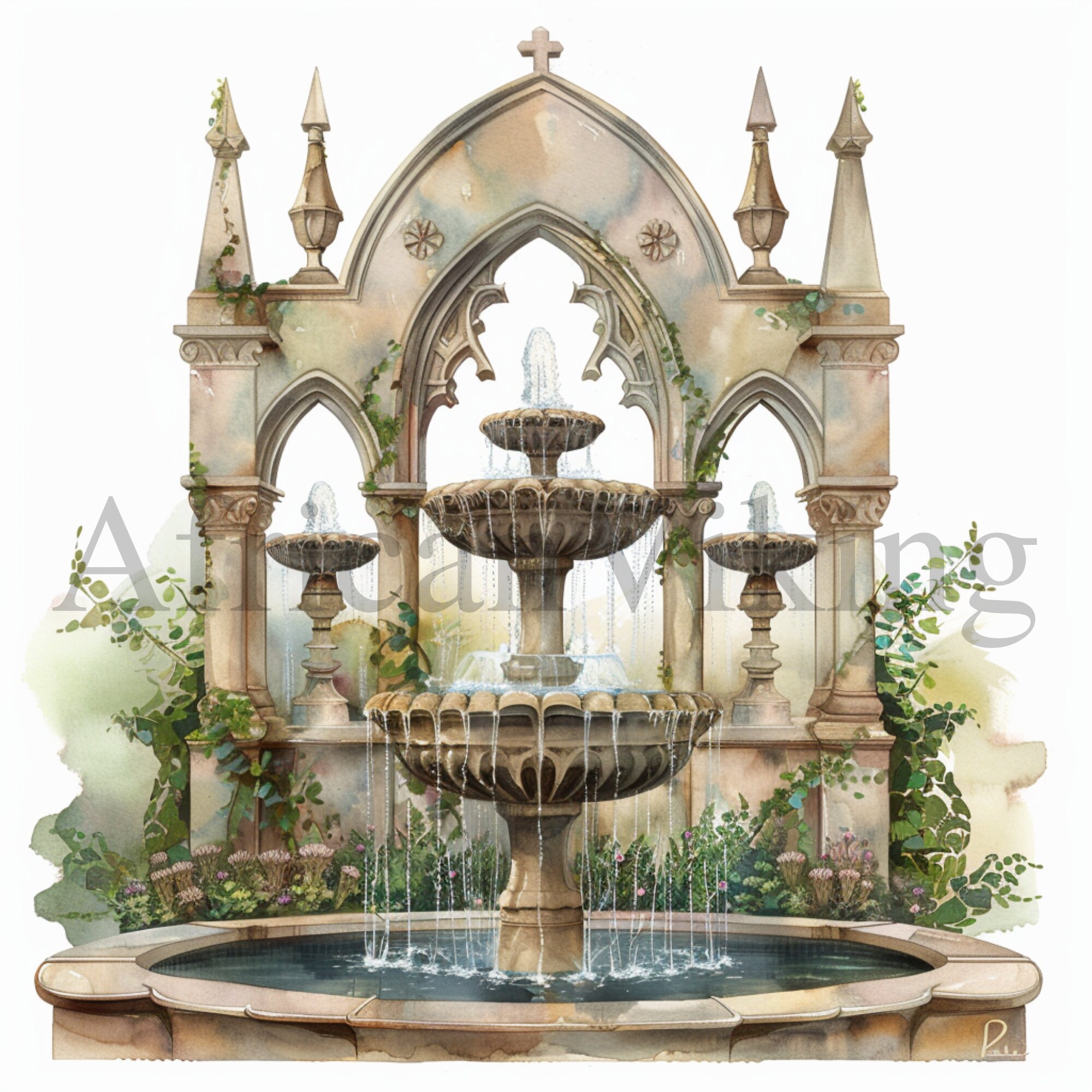 Cloister Fountains Clipart | 10 High Quality Jpgs | Digital Download ...