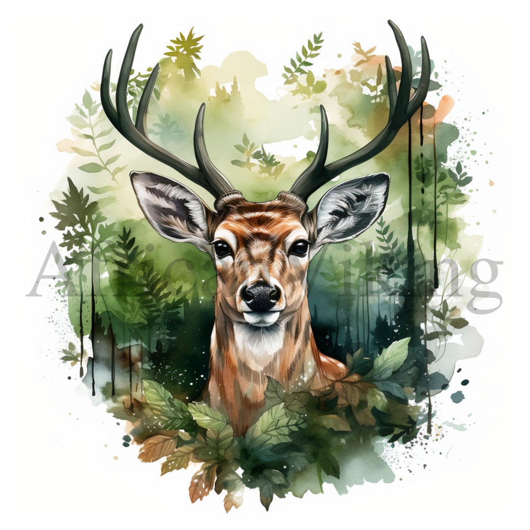 Deer in a Forest Clipart | 10 High Quality Jpgs | Digital Download ...
