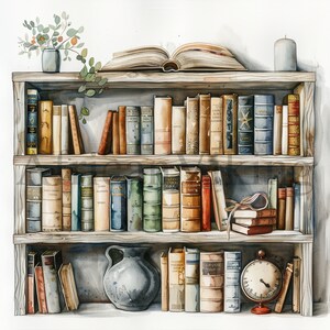 Bookshelf Clipart | 10 High Quality Jpgs | Digital Download | Nursery ...