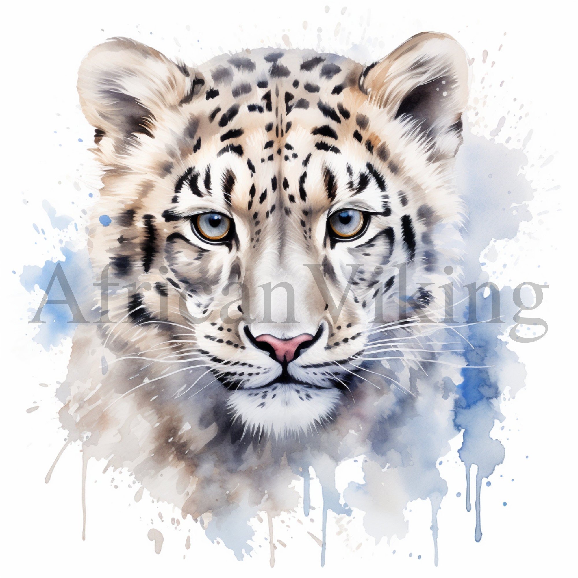 Snow Leopard Clipart 10 High Quality Jpgs Digital Download Card Making ...