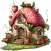 Strawberry House Clipart: Fairy Fruit Houses, Printable Artwork ...