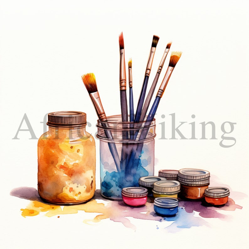 Watercolor Paint Brushes Clipart 10 High Quality Jpgs Digital Download ...