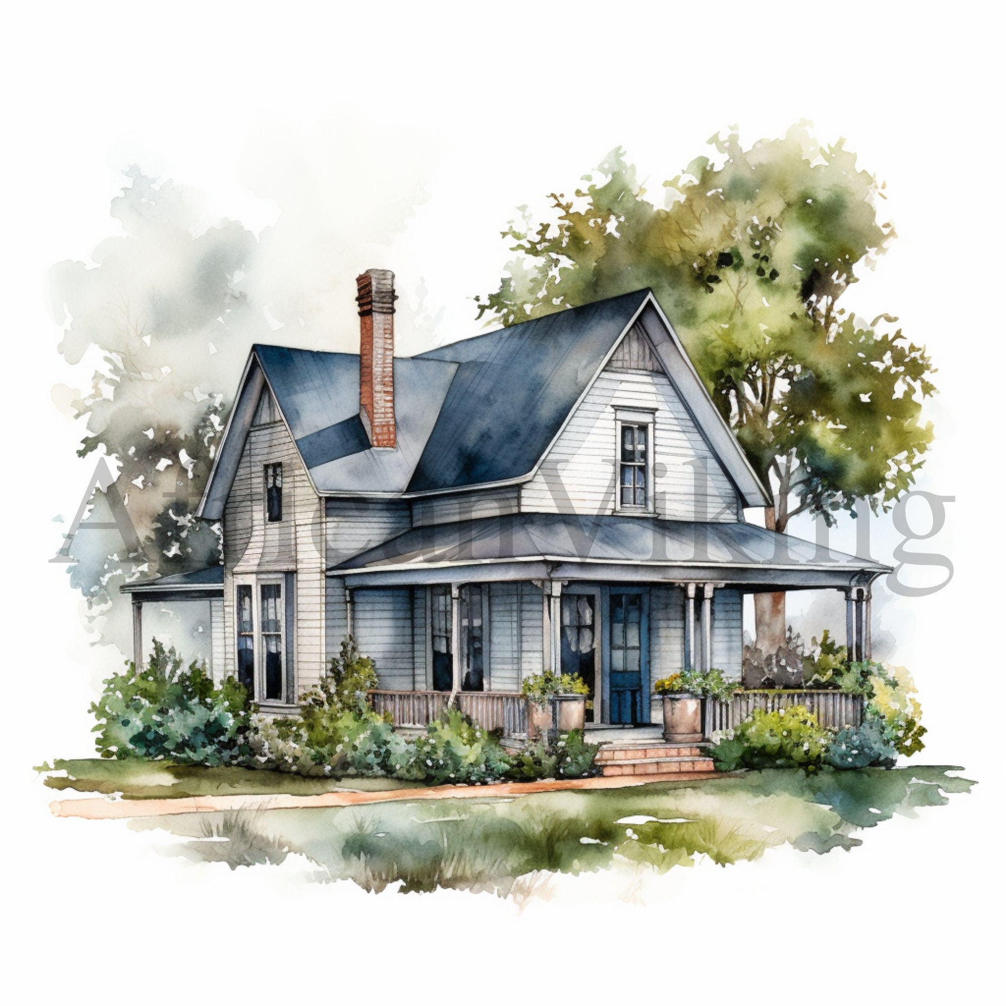 Farmhouse Clipart 10 High Quality Jpgs Digital Download Card Making ...