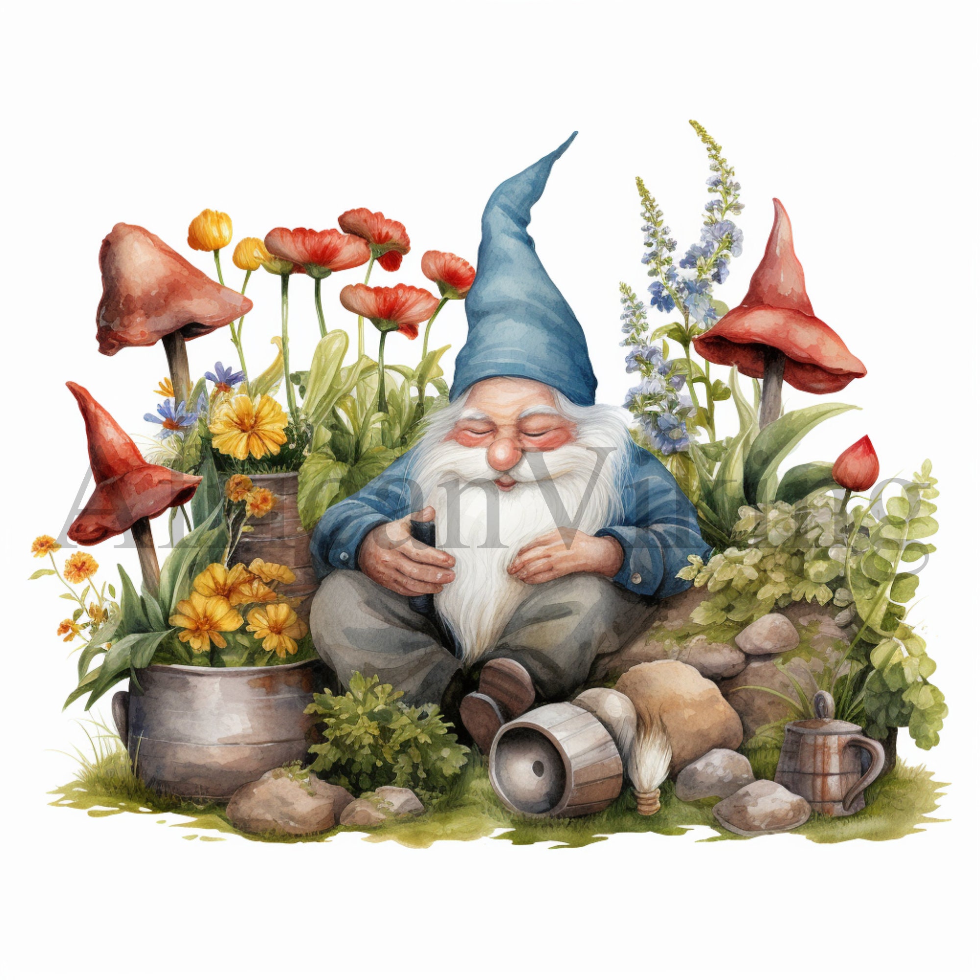 Garden Gnomes Clipart 10 High Quality Jpgs Nursery Art Digital Download ...