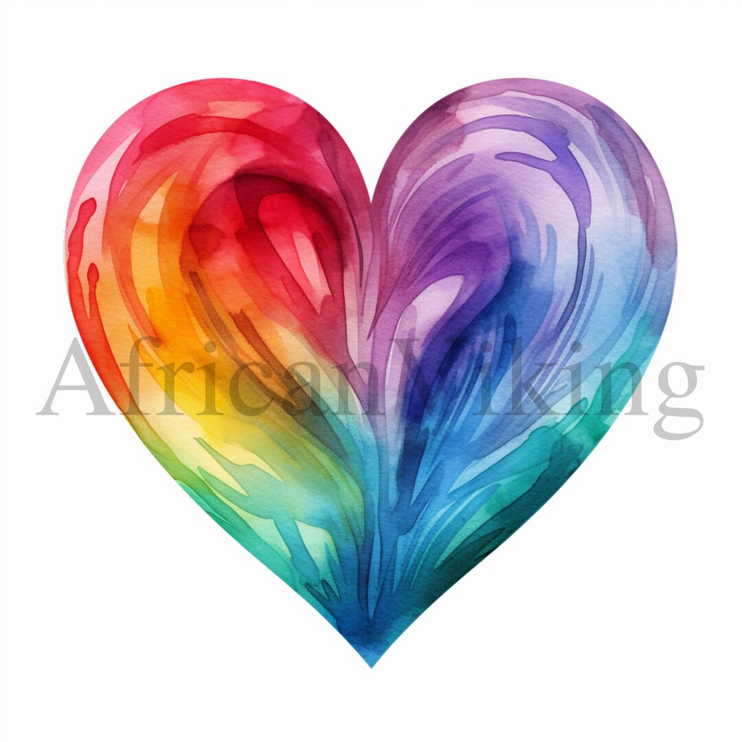 Rainbow Heart Clipart | 10 High Quality Jpgs | Digital Download ...