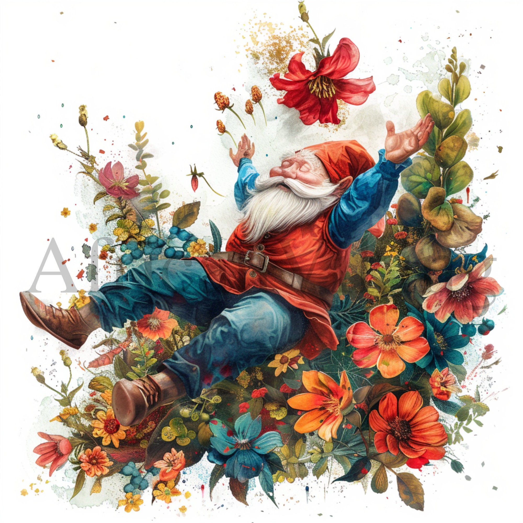 Flying Gnomes Clipart 10 High Quality Pngs Digital Download Card Making ...