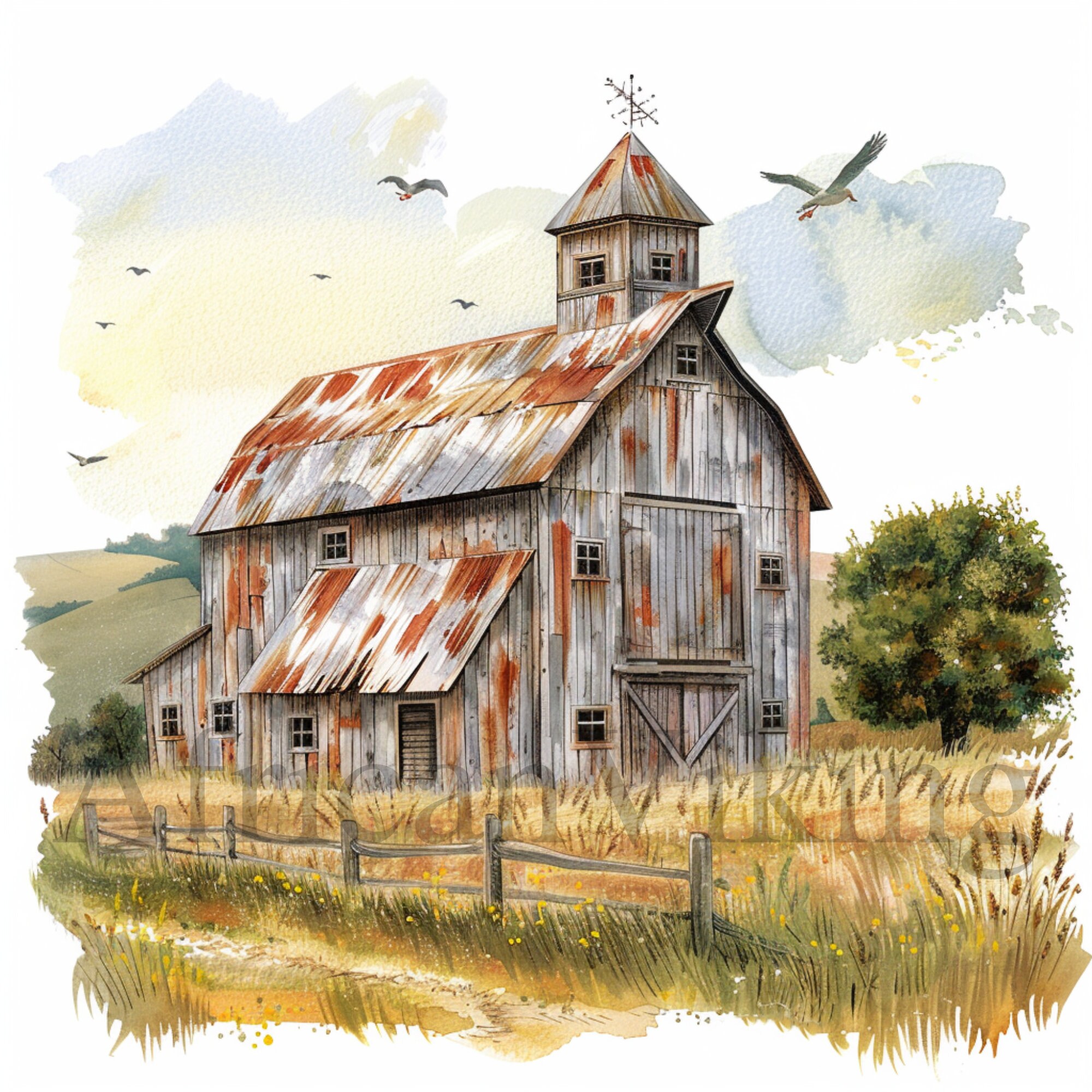 Old Barn Clipart 10 High Quality Jpgs Digital Download Card Making ...