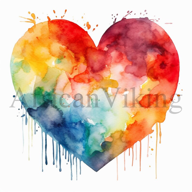 Rainbow Heart Clipart 10 High Quality Jpgs Digital Download Digital ...