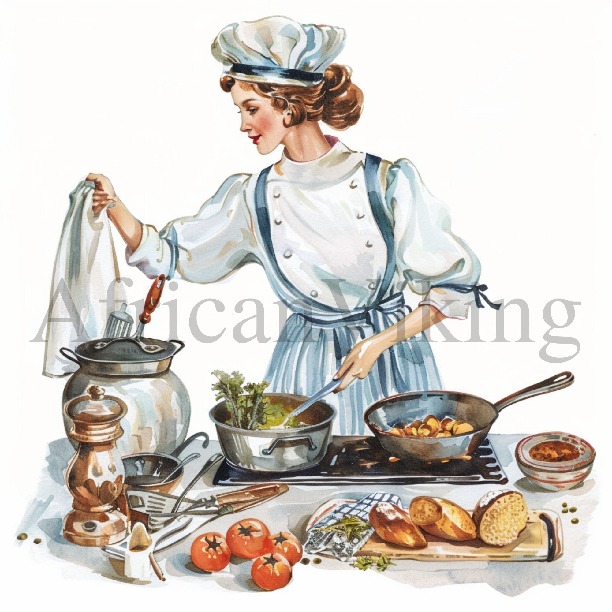 Old Fashioned Cooking Clipart 10 High Quality Jpgs Digital Download ...