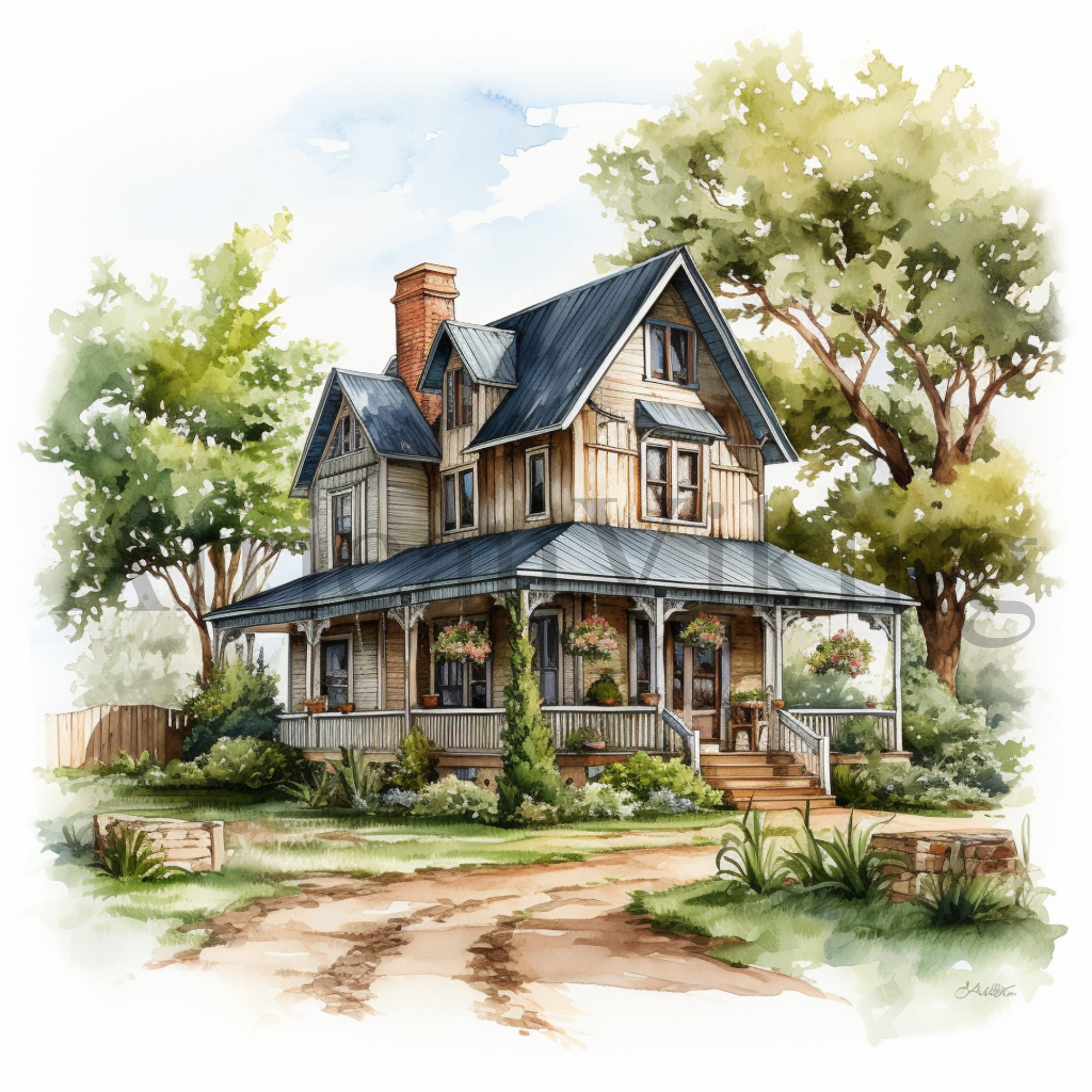 Farmhouse Clipart 10 High Quality Jpgs Digital Download Digital Paper ...