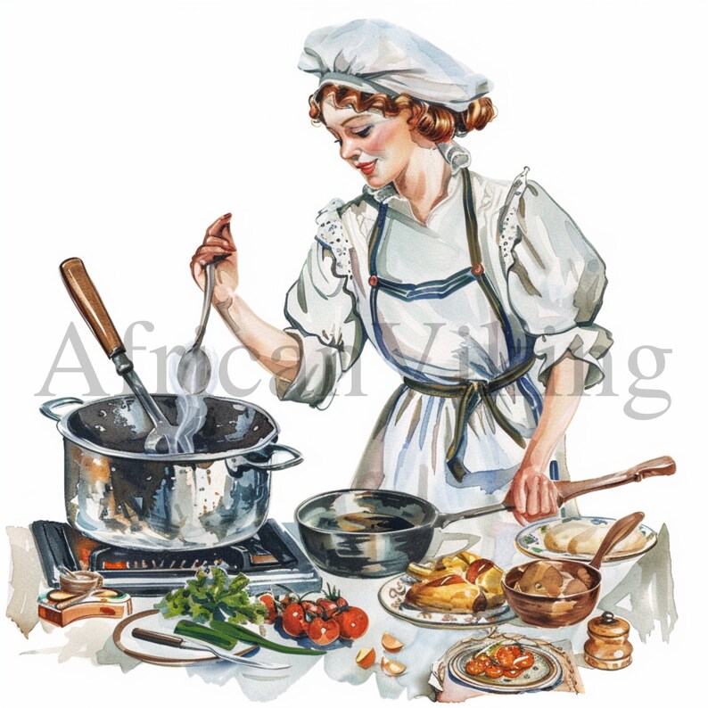 Old Fashioned Cooking Clipart 10 High Quality Jpgs Digital Download ...