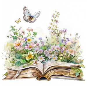 Floral Books Clipart 10 High Quality Jpgs Nursery Art Digital Download ...