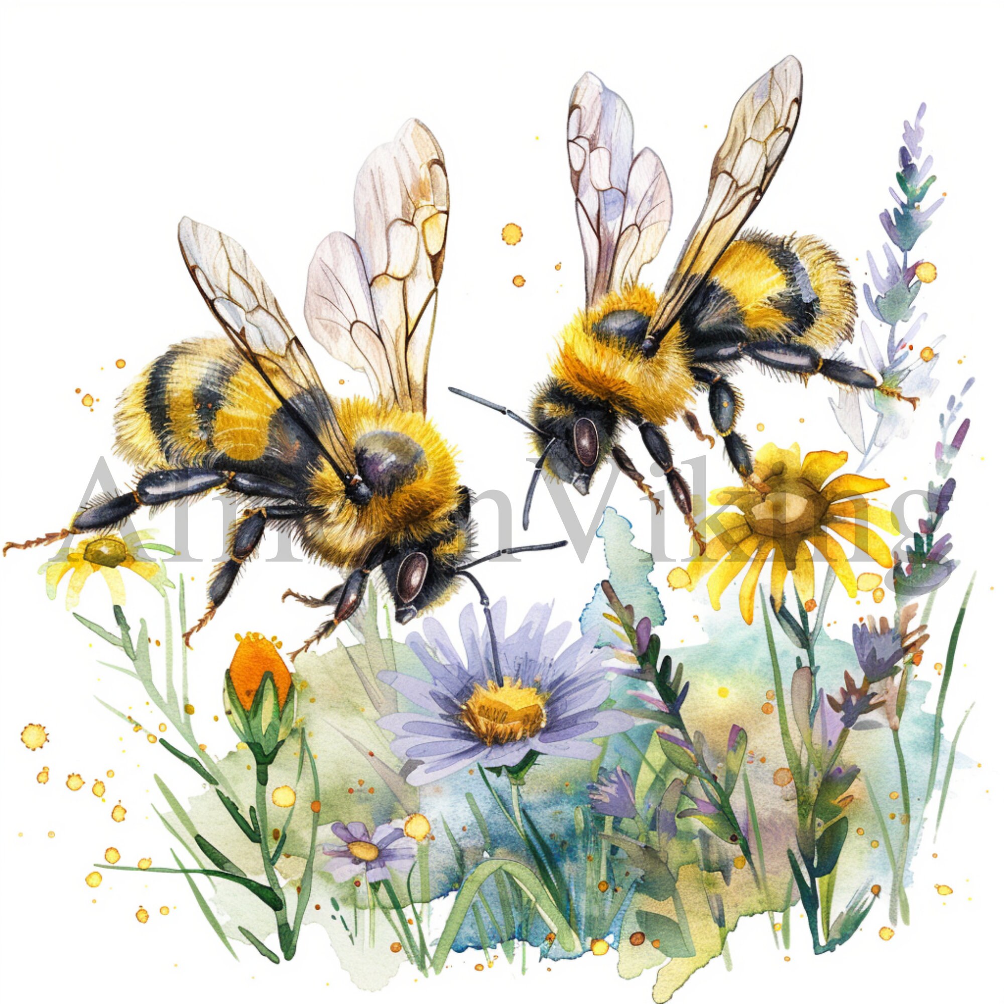 Buzzing Bees Clipart | 10 High Quality Jpgs | Digital Download | Card ...