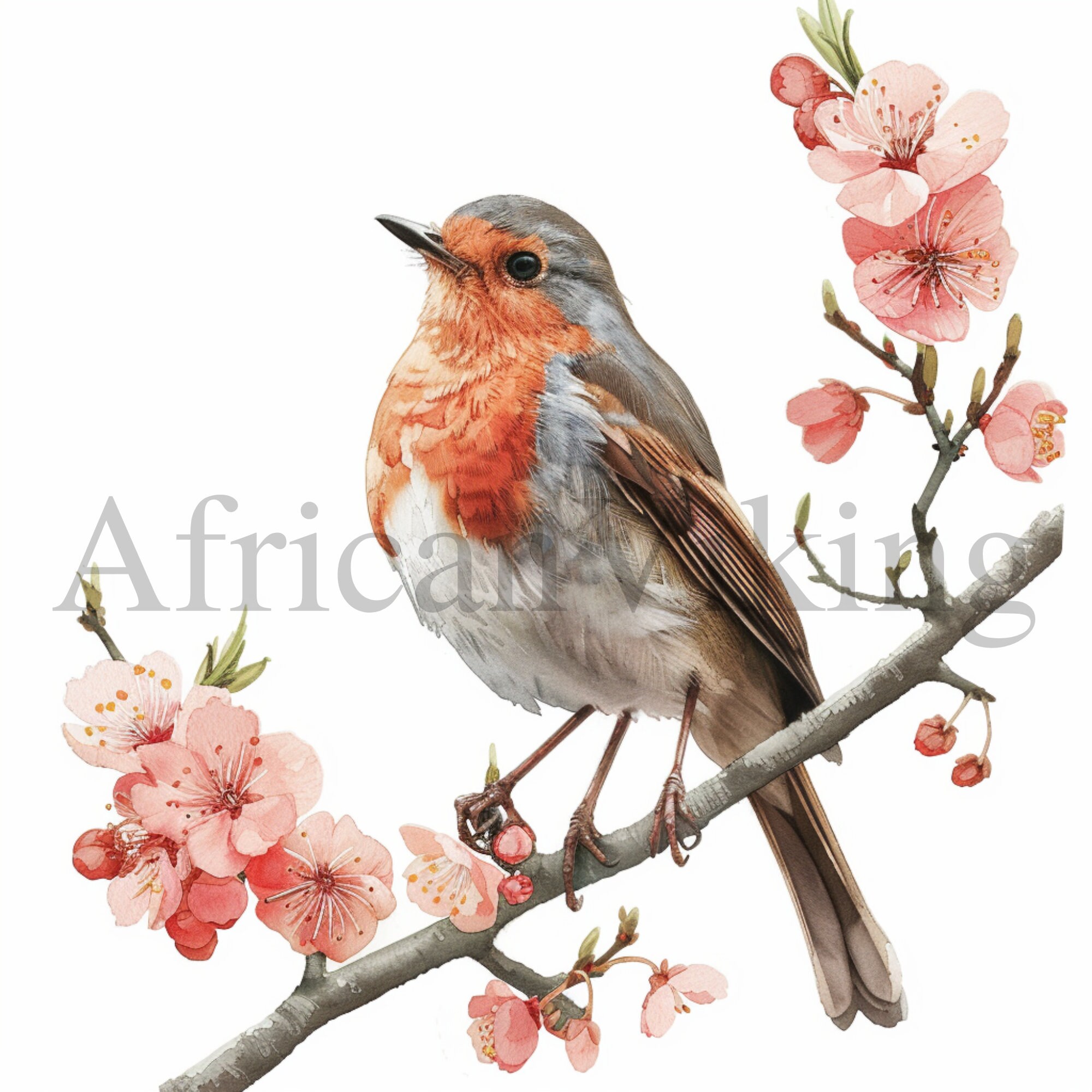 Robin Bird Spring Blossom Clipart | Nursery Art (digital Download) - Etsy