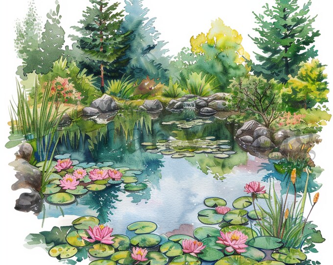 Country Ponds Clipart 10 High Quality Jpgs Digital Download Digital ...