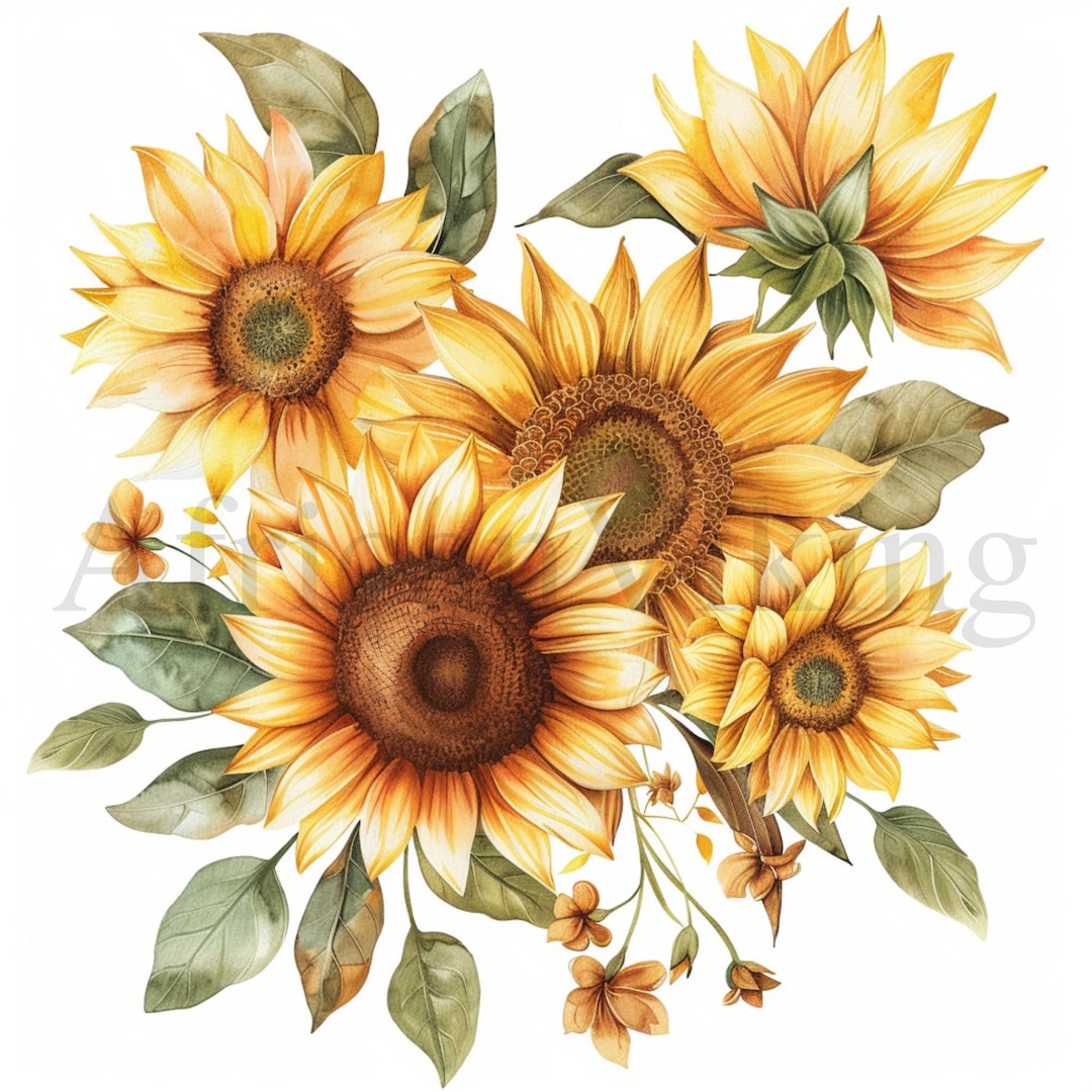 Sunflower Clipart | 10 High Quality Jpgs | Digital Download ...