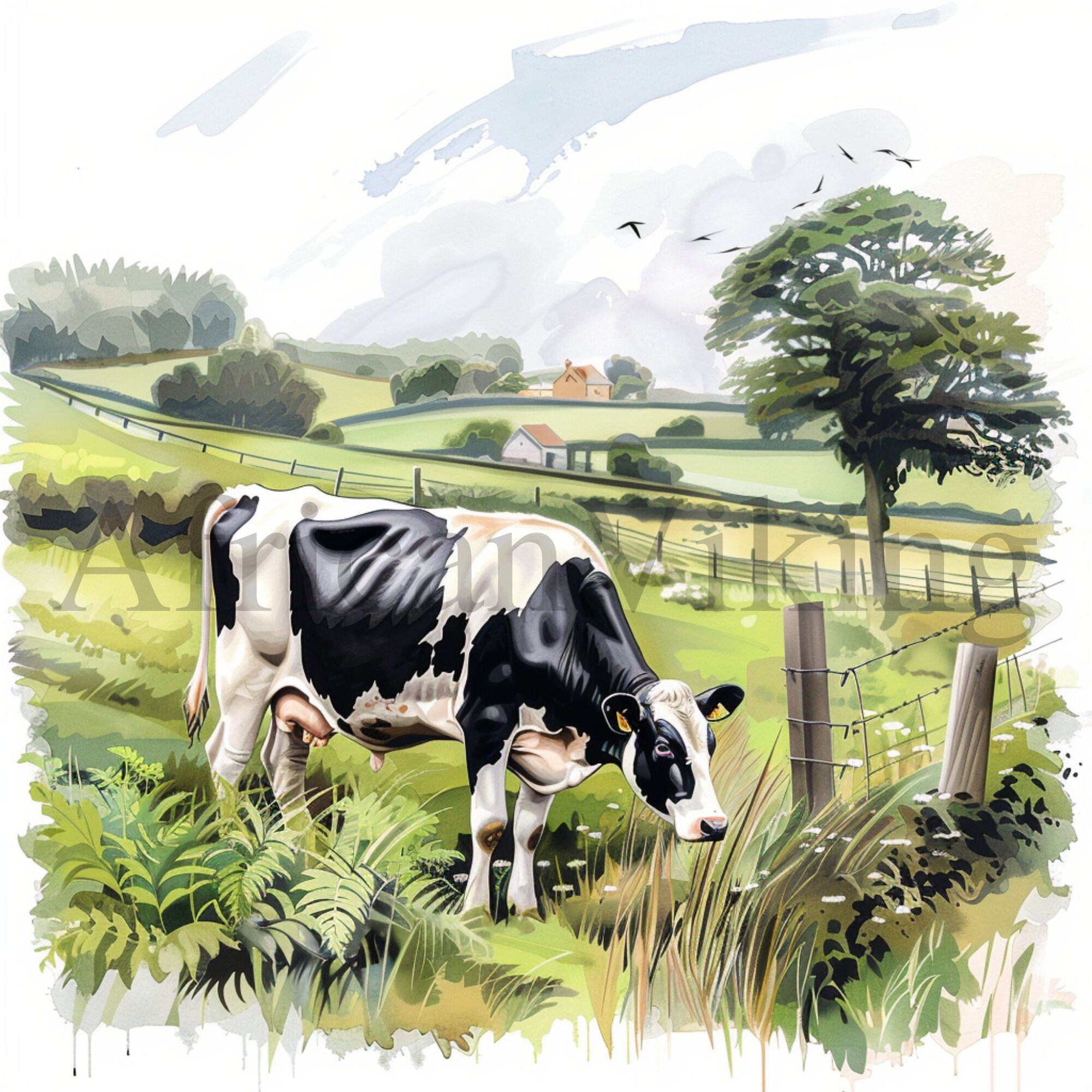 Watercolor Countryside Animals Clipart 10 High Quality Jpgs Digital ...