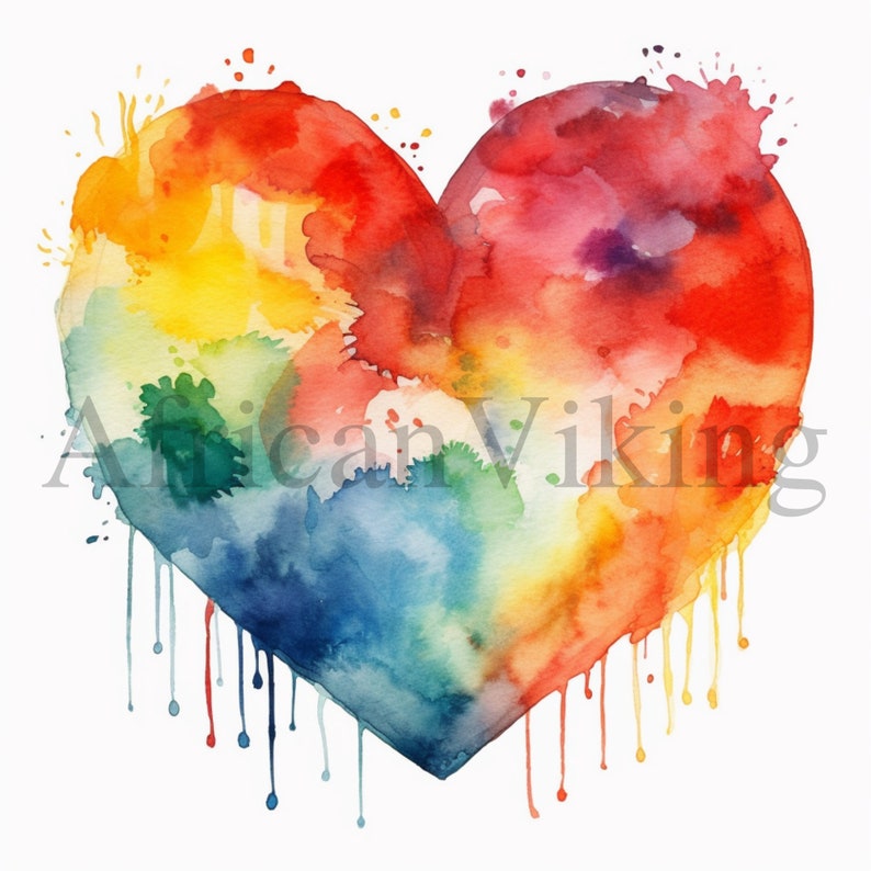 Rainbow Heart Clipart 10 High Quality Jpgs Digital Download Digital ...
