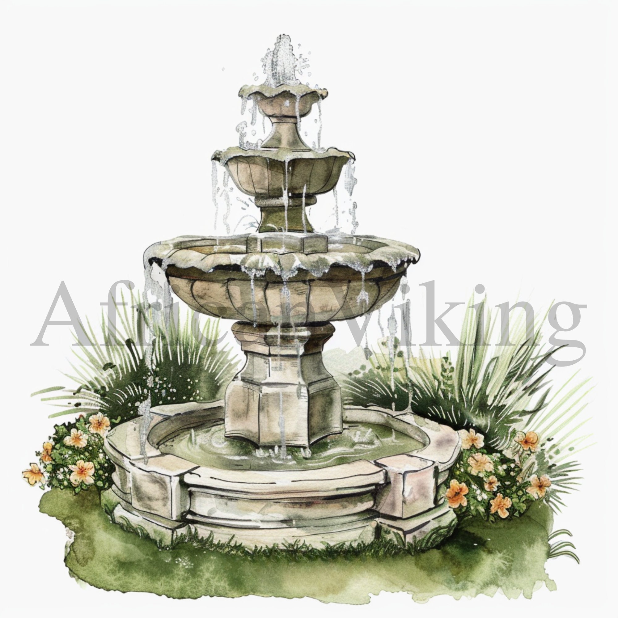 Cloister Fountains Clipart | 10 High Quality Jpgs | Digital Download ...