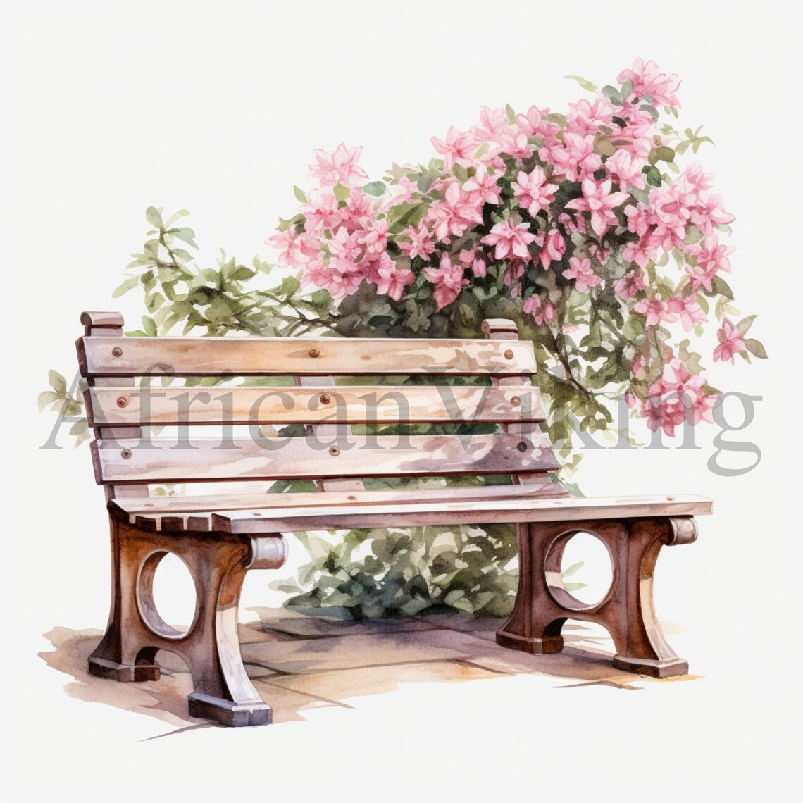 Watercolor Floral Bench Clipart 10 High Quality Jpgs Digital Download ...