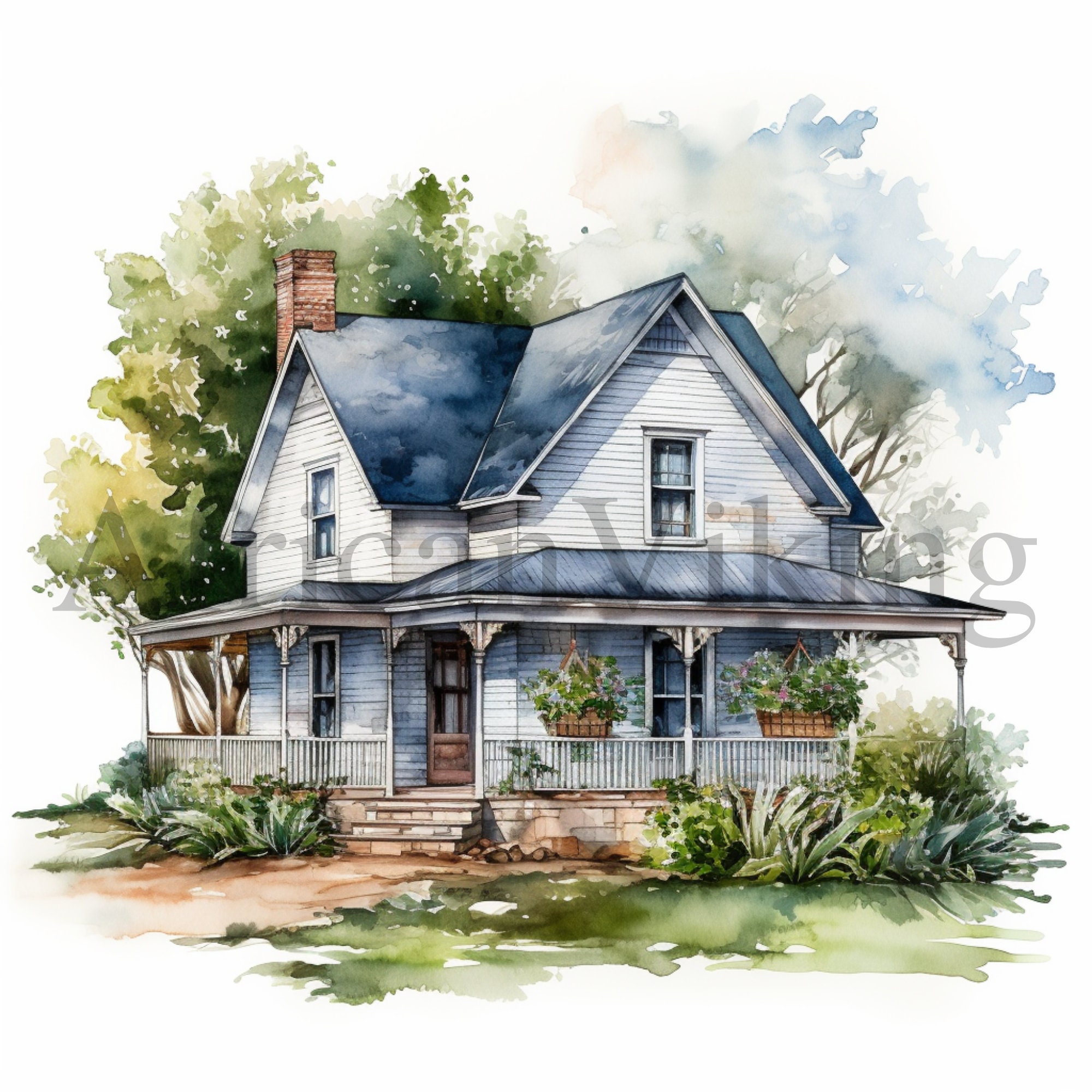 Farmhouse Clipart 10 High Quality Jpgs Digital Download Card Making ...