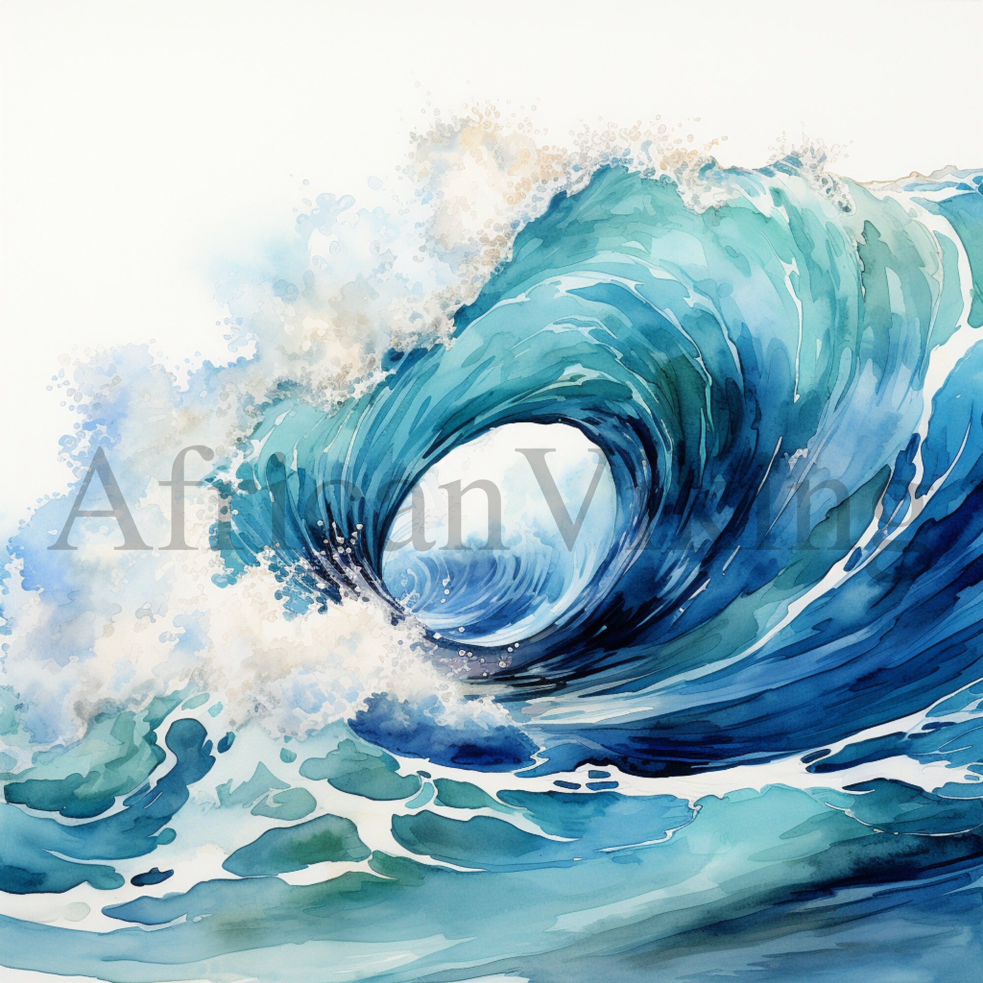 Watercolor Ocean Waves Clipart | 10 High Quality Jpgs | Digital ...