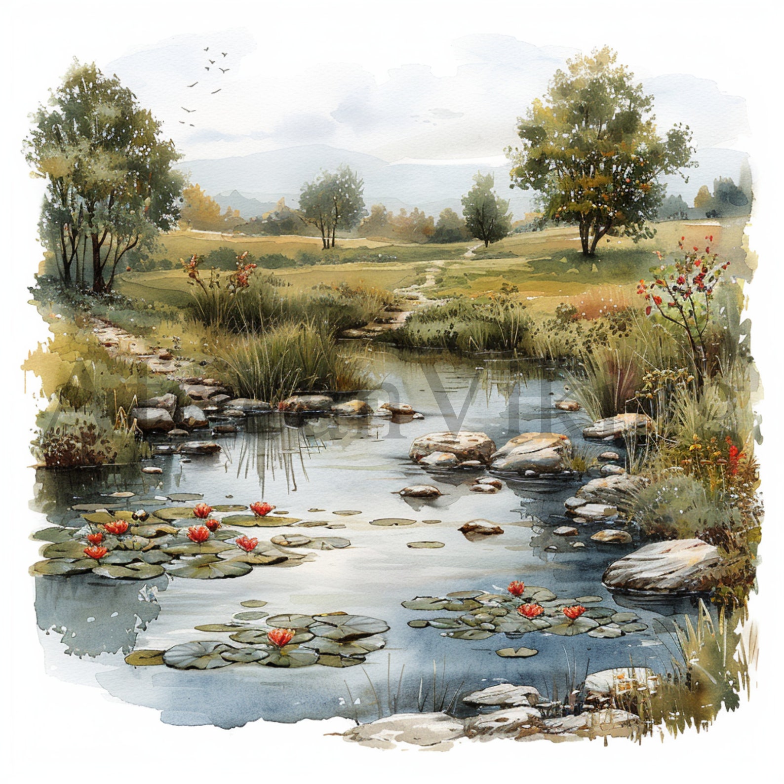 Country Ponds Clipart | 10 High Quality Jpgs | Digital Download | Pond ...