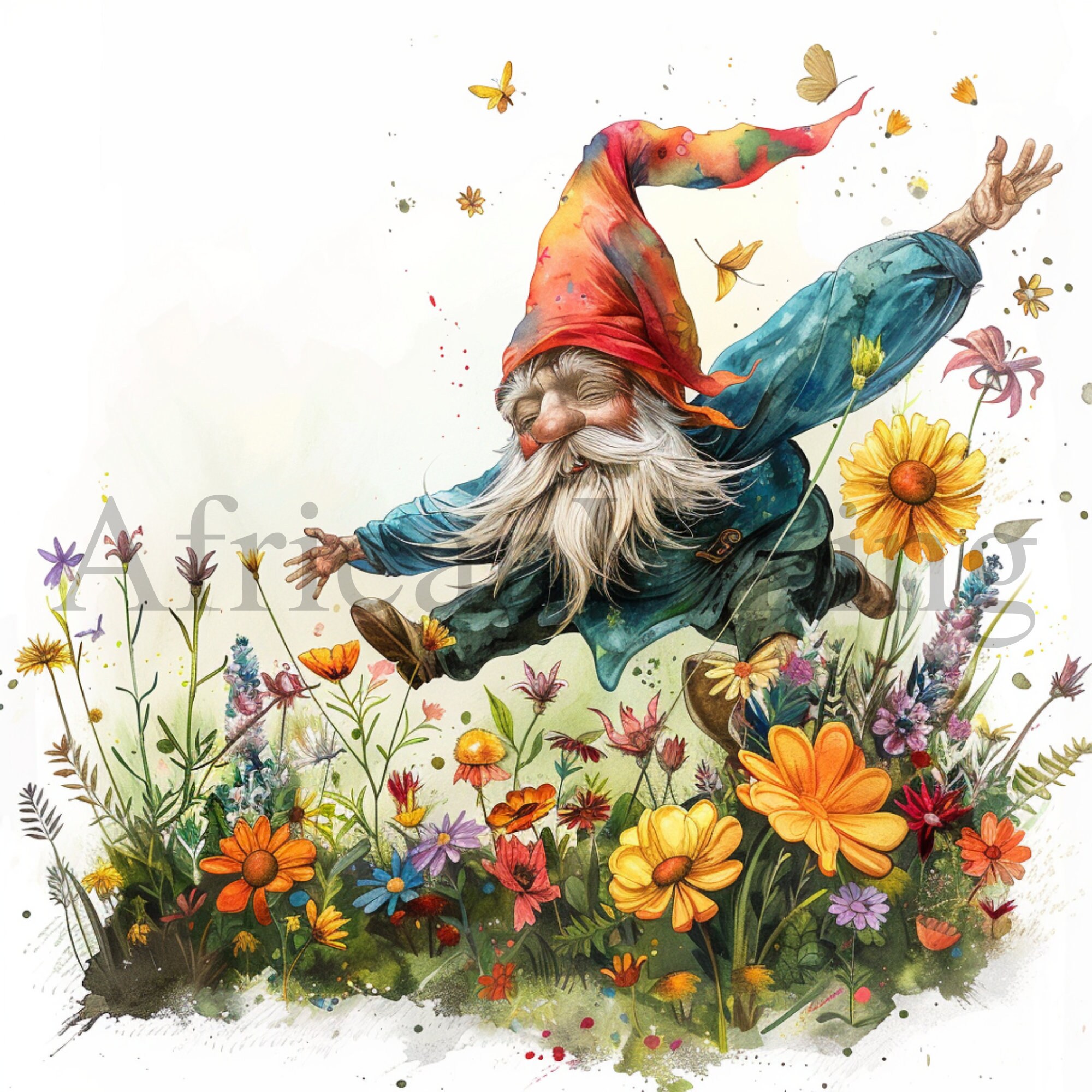 Flying Gnomes Clipart 10 High Quality Pngs Digital Download Card Making ...