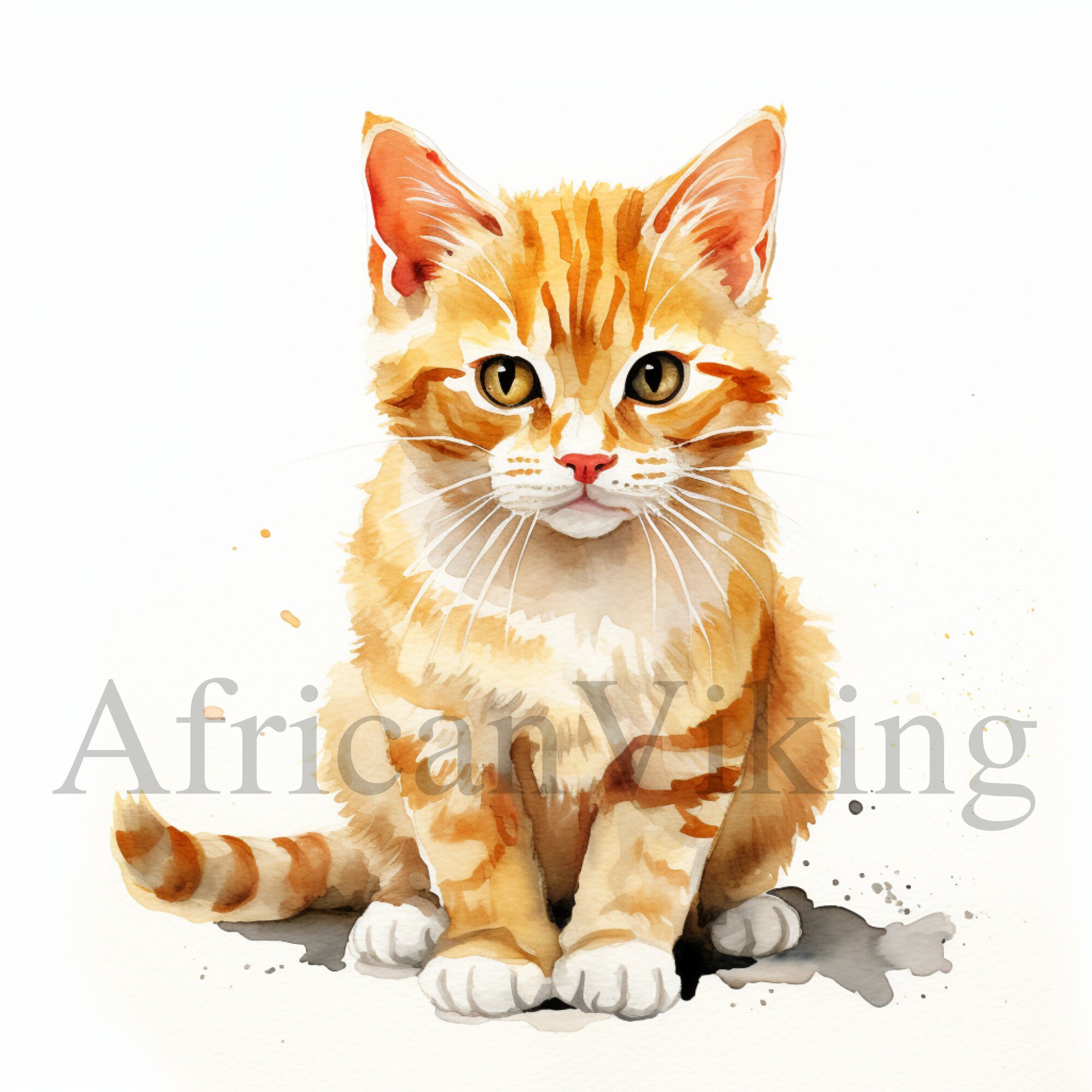 Ginger Cat Clipart | Watercolor Kitten Art (digital Download) - Etsy