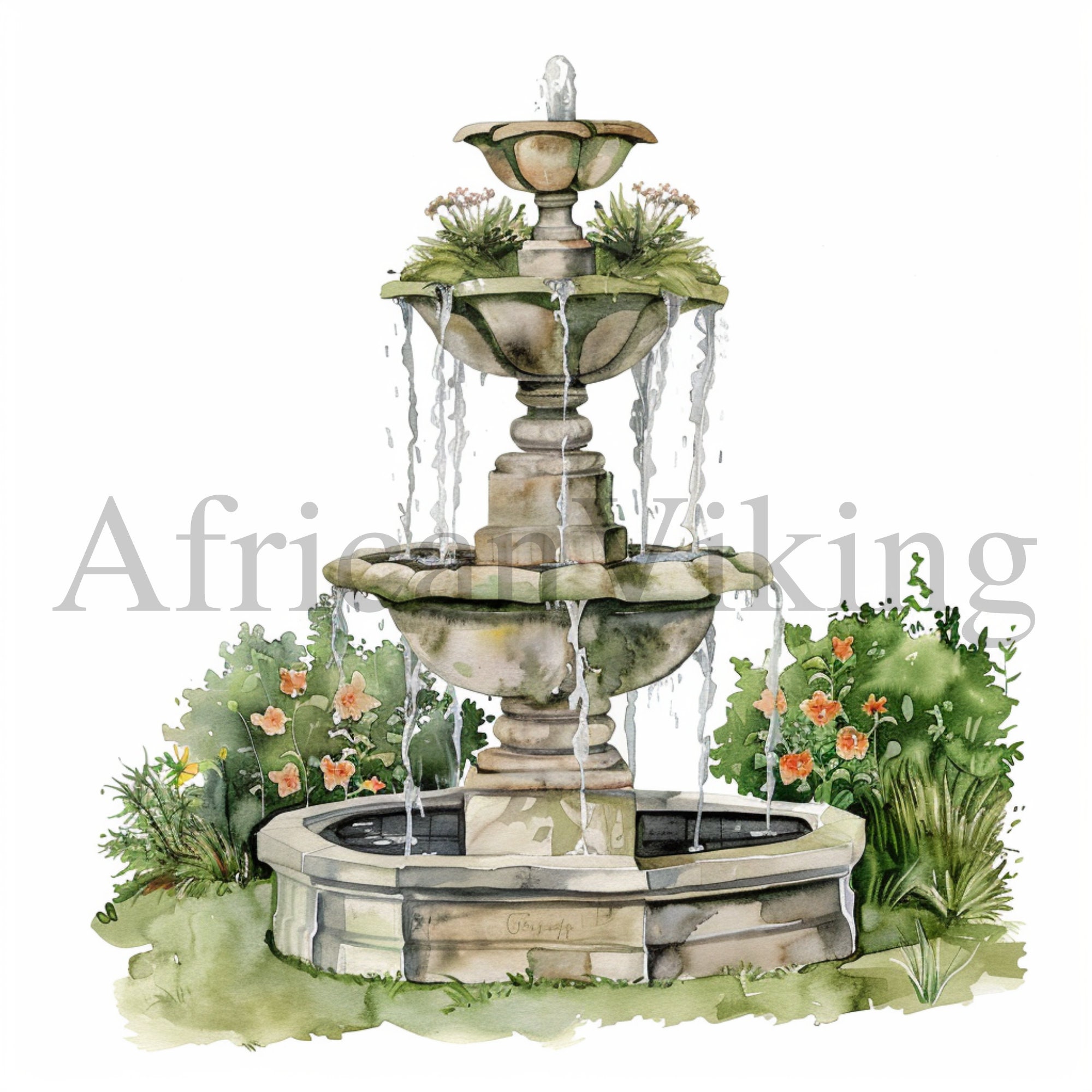 Cloister Fountains Clipart 10 High Quality Jpgs Digital Download ...