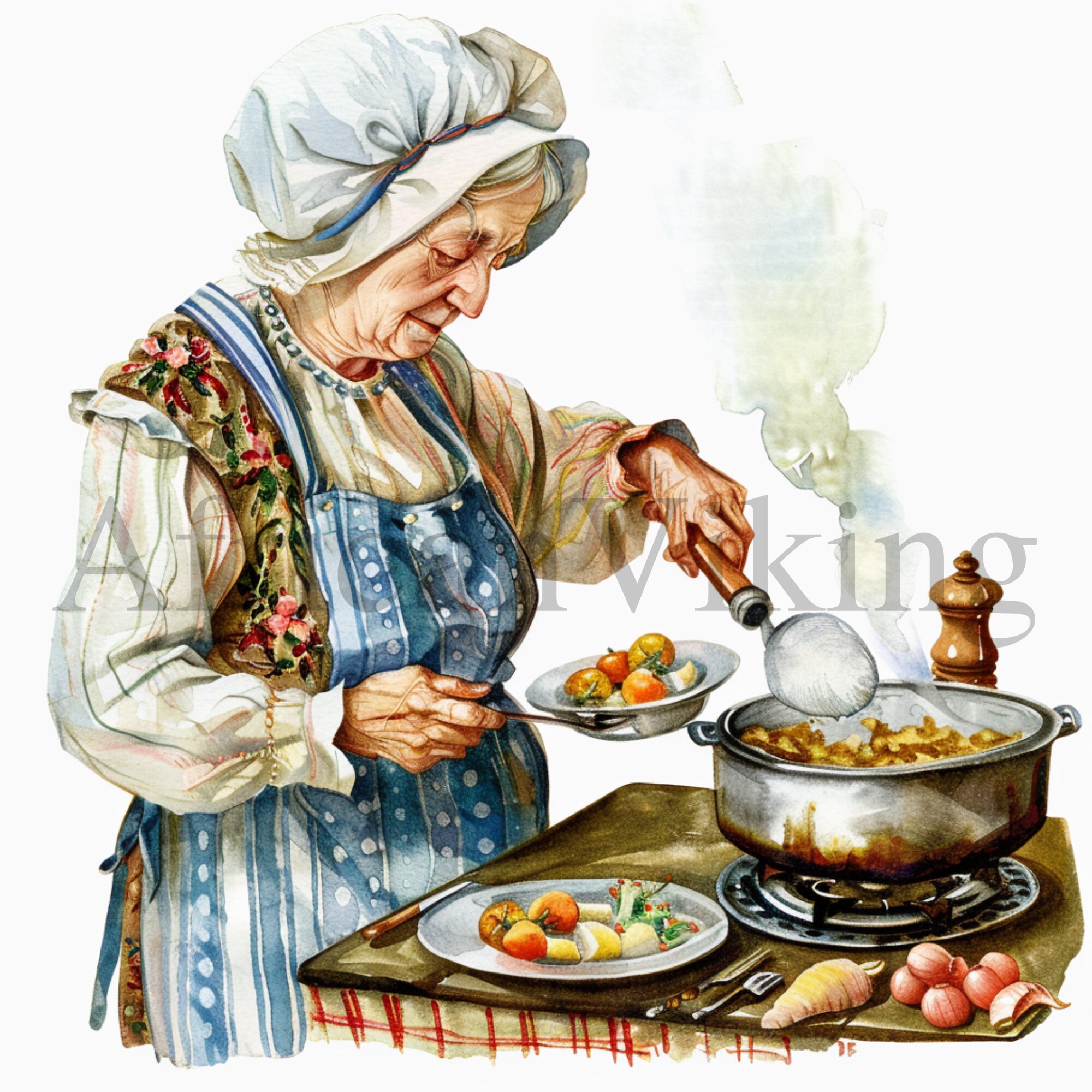 Old Fashioned Cooking Clipart 10 High Quality Jpgs Digital Download ...