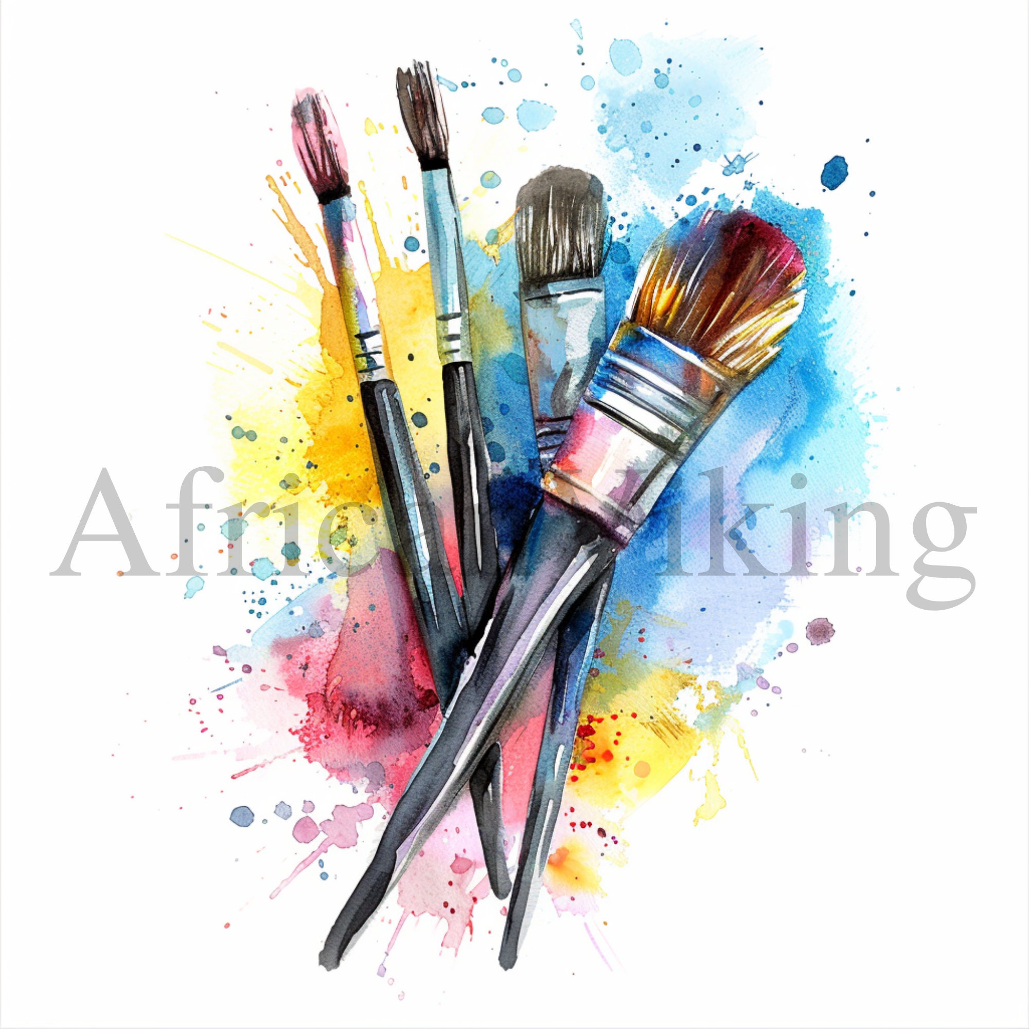Watercolor Paint Brushes Clipart 10 High Quality Jpgs Digital Download ...