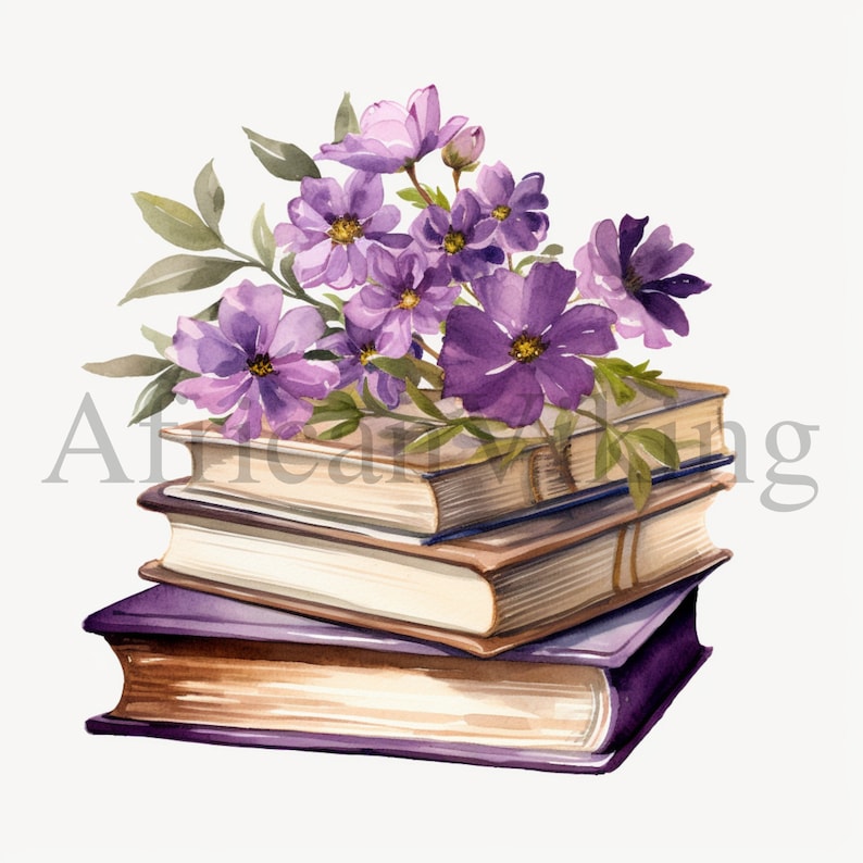 Purple Books Clipart | Stack of Books Jpgs (digital Download) - Etsy