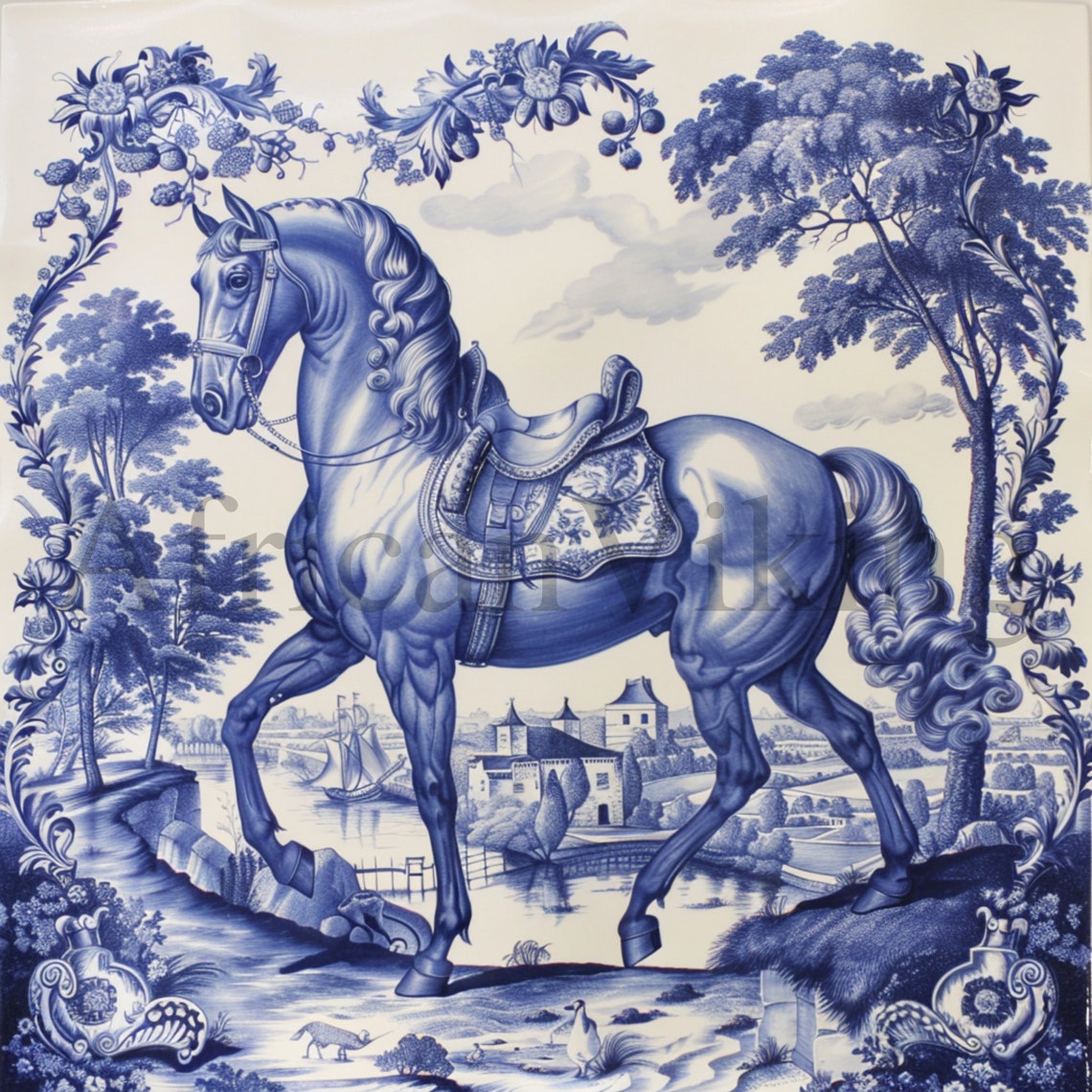 Blue Delft Horse Clipart 10 High Quality Jpgs Digital Download Dutch ...