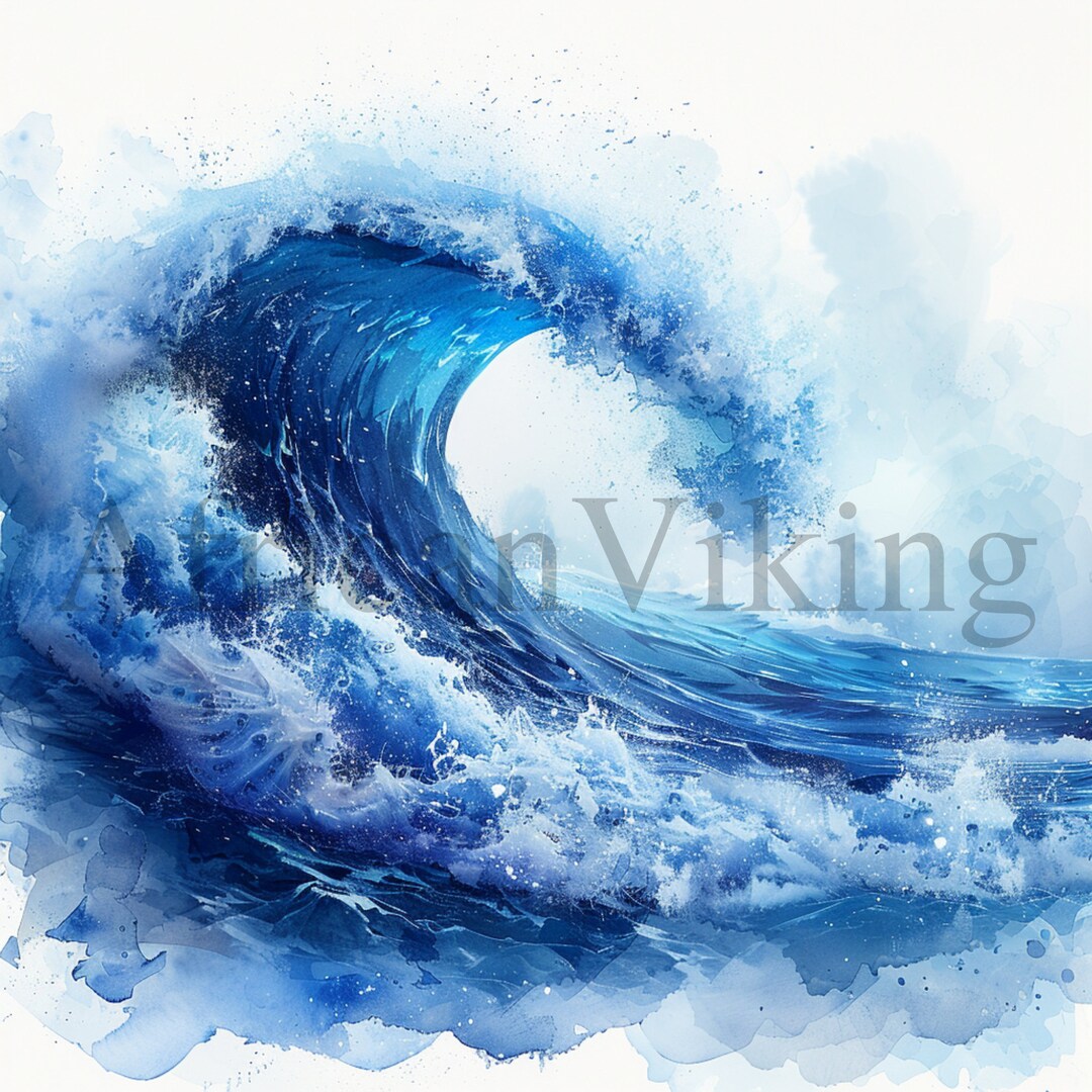 Watercolor Ocean Wave Clipart | Jpgs for Card Making (digital Download ...