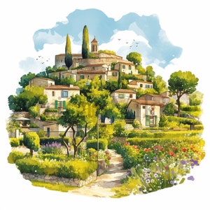 Provence Landscape Clipart | 10 High Quality Jpgs | Digital Download ...