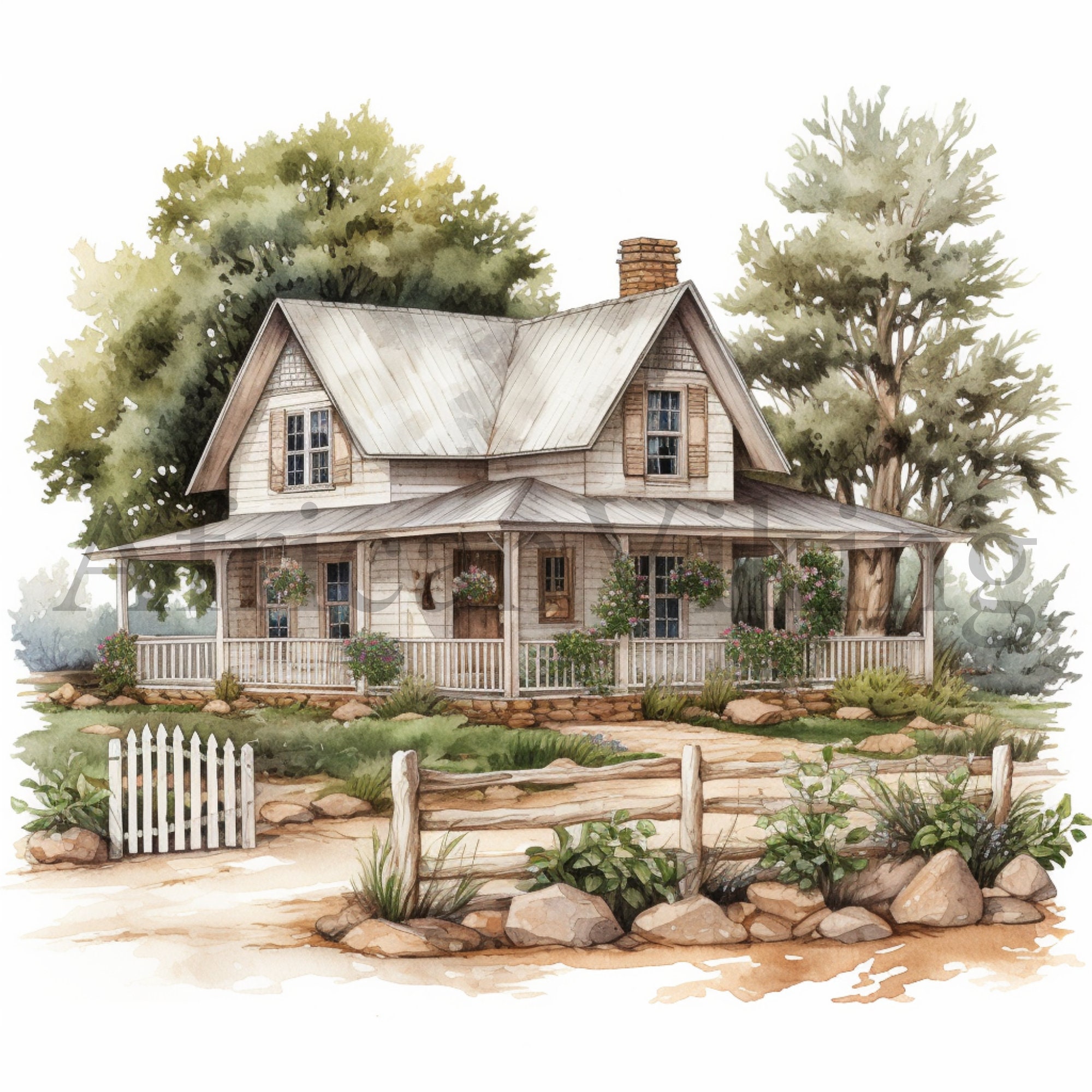 Farmhouse Clipart 10 High Quality Jpgs Digital Download Card Making ...