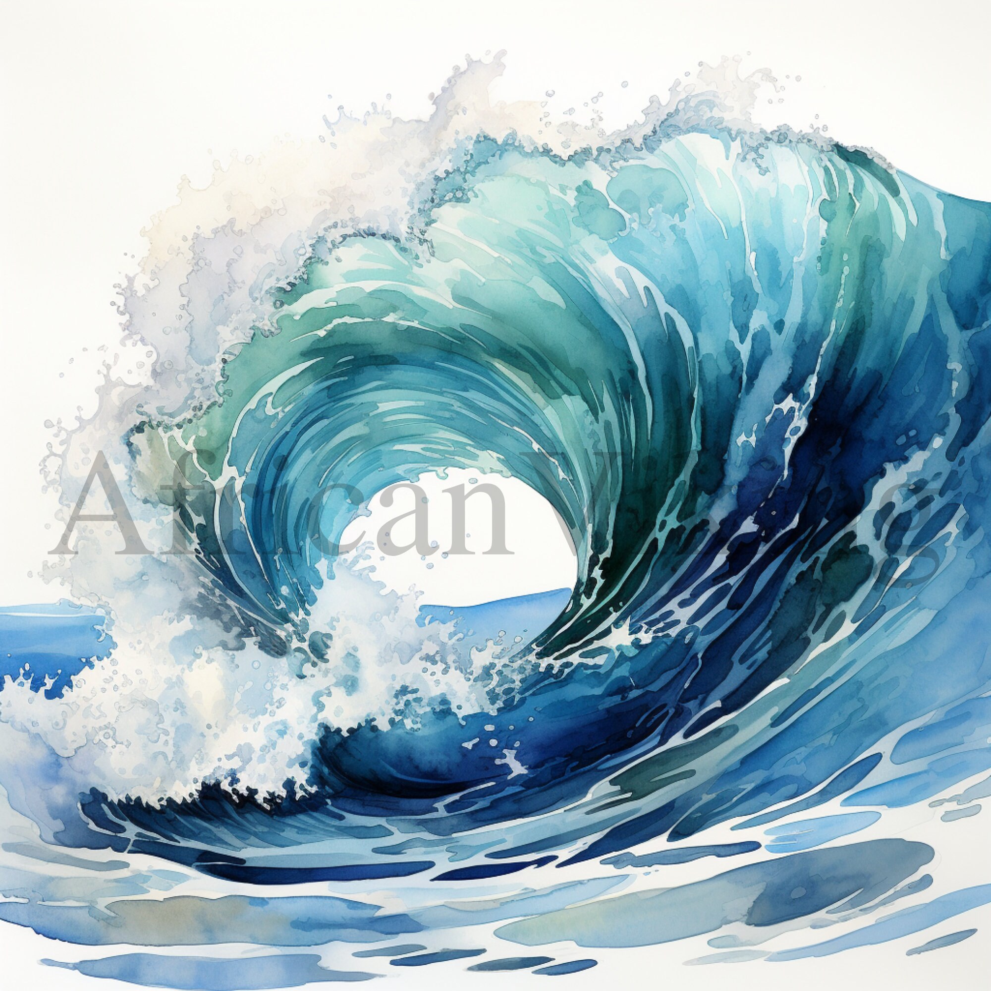 Watercolor Ocean Waves Clipart 10 High Quality Jpgs Digital Download ...